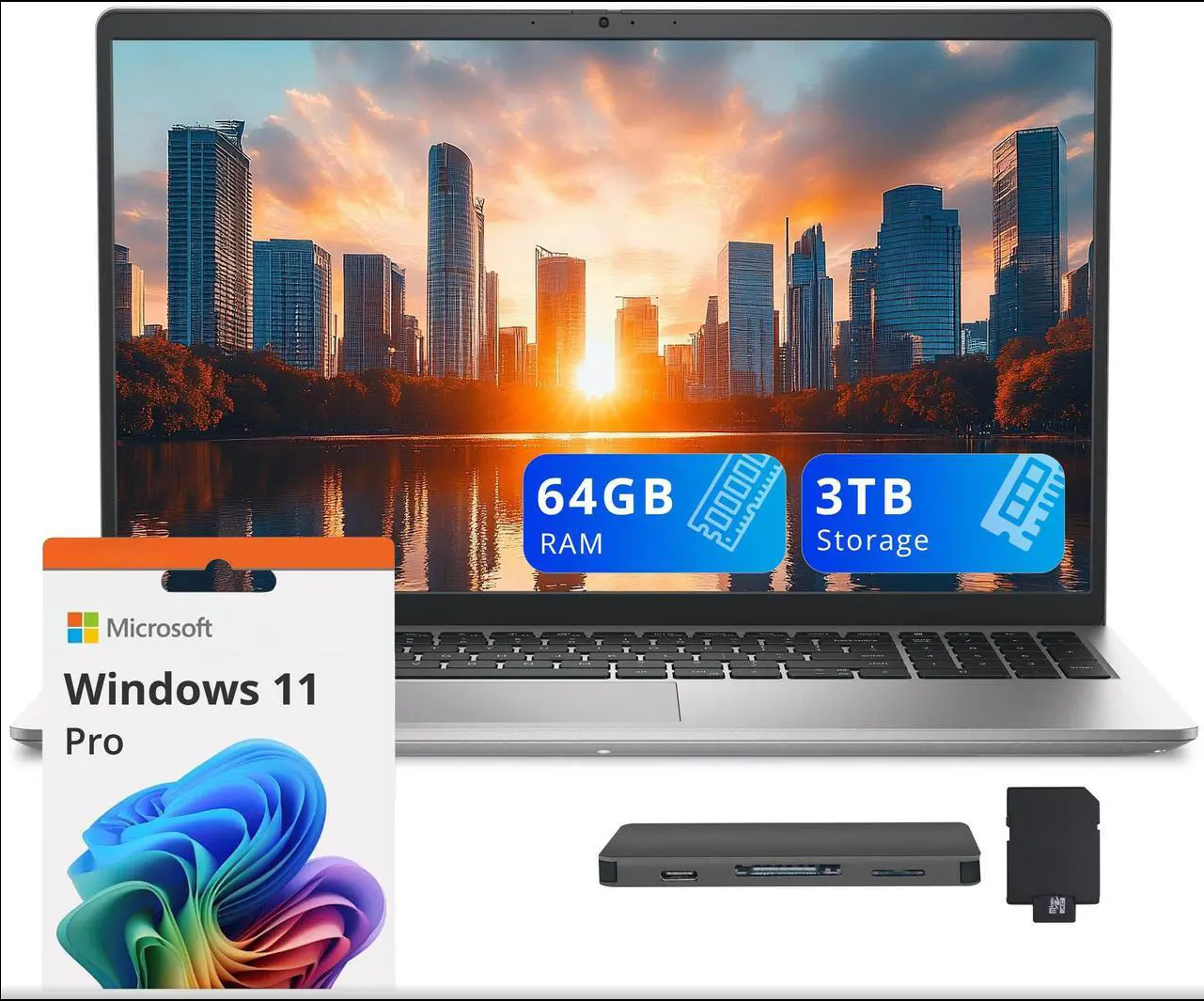 Dell 15 15.6" FHD Business Laptop, Intel Core i7-1355U, 64GB RAM, 3TB ...