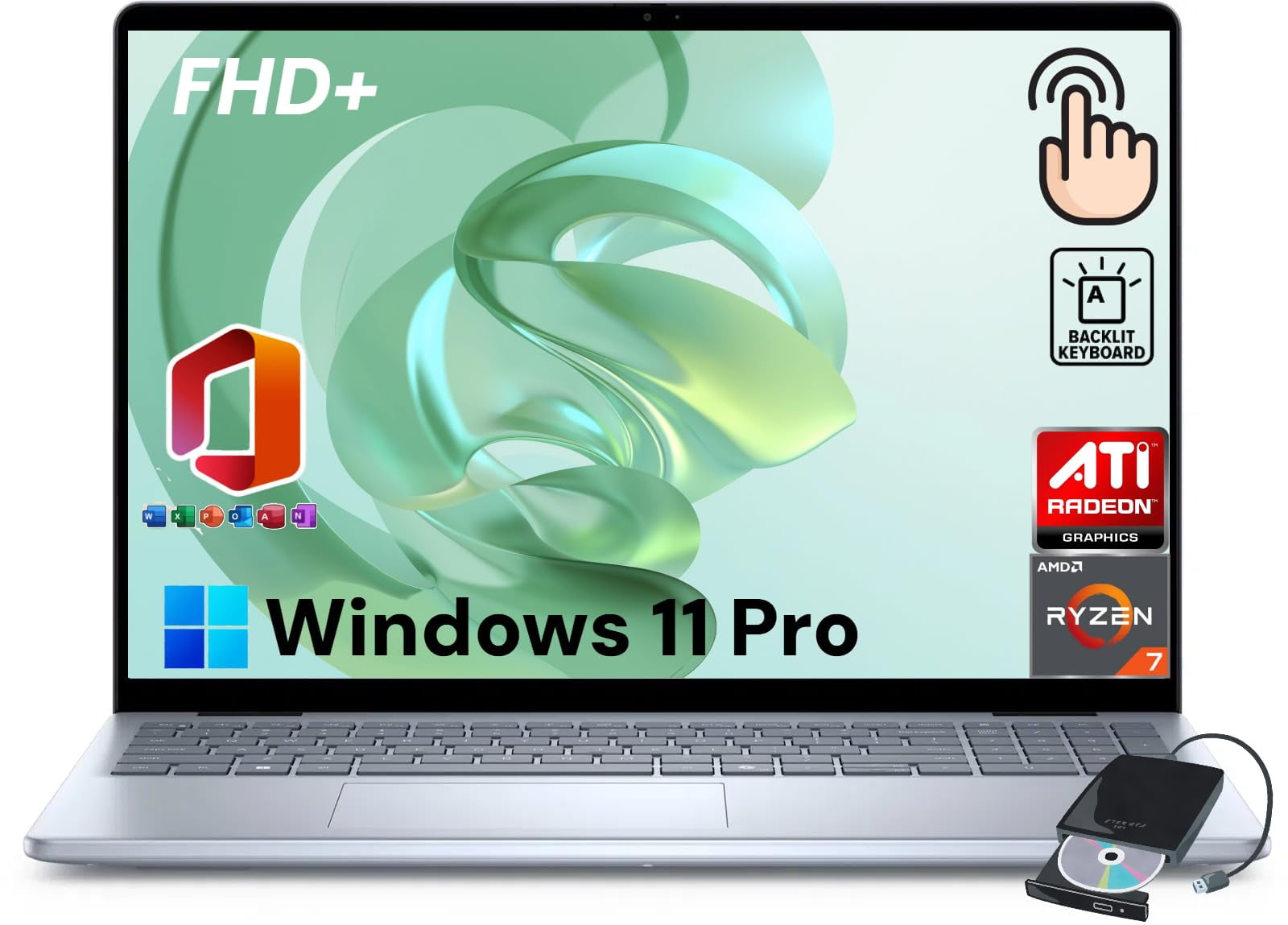 Dell 2024 Inspiron 16 Laptop, 16" FHD+ Display, AMD Ryzen 7-8840U(8 ...