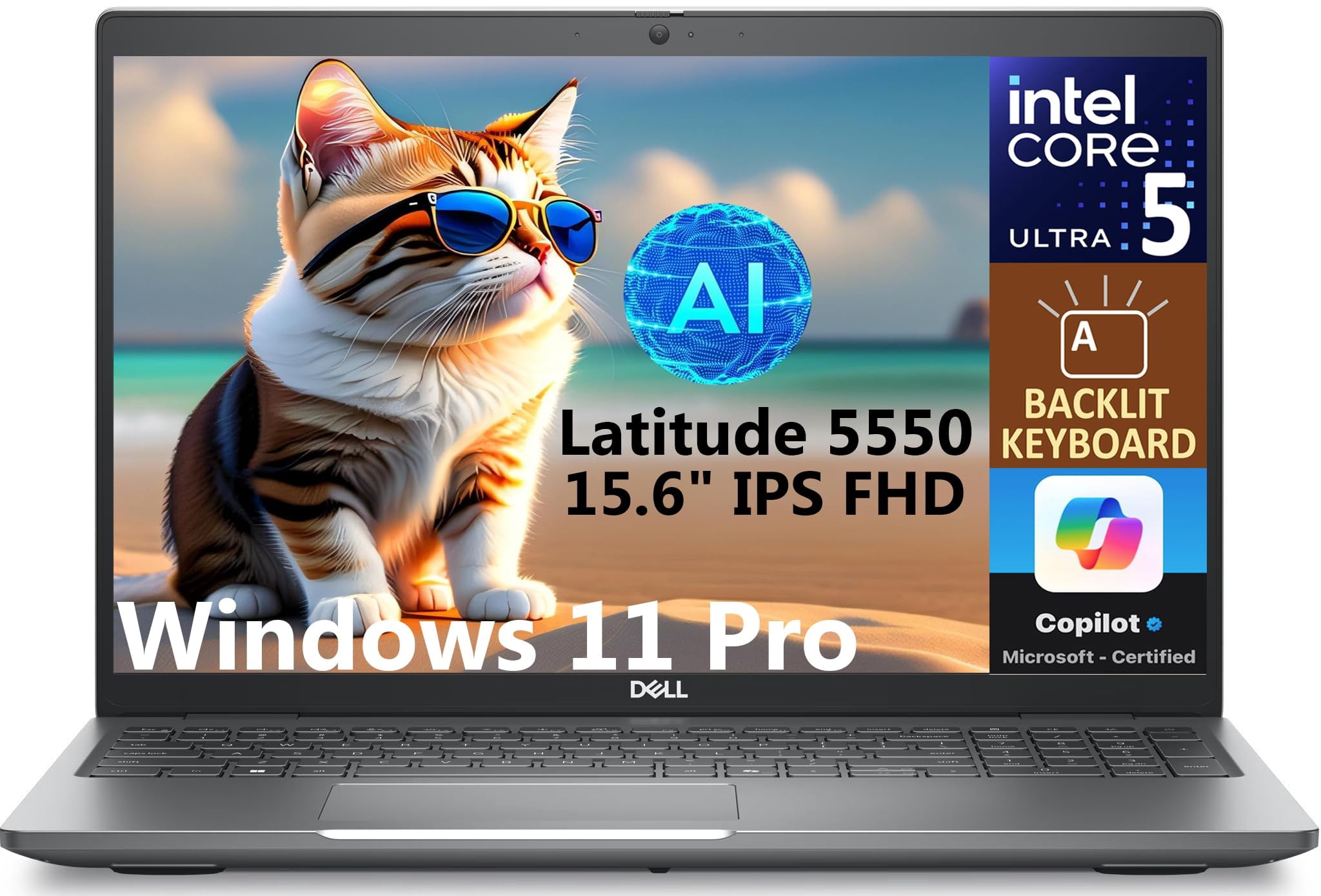 Dell 2025 Latitude 5550 15.6" Business AI Laptop IPS FHD Display (Intel ...