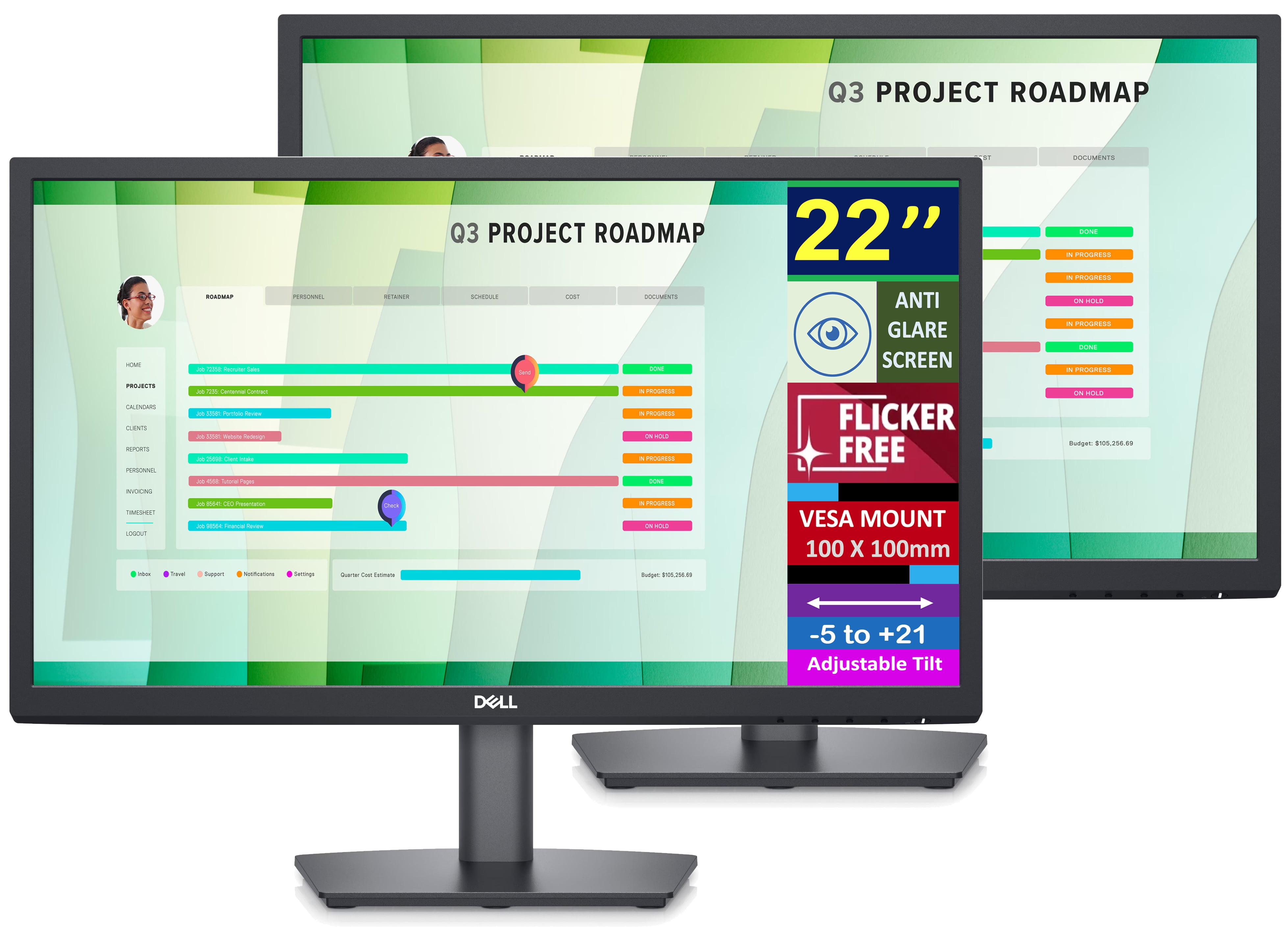 Dell 22" FHD VA 60Hz Display Monitor with Anti-glare, VESA Mount ...