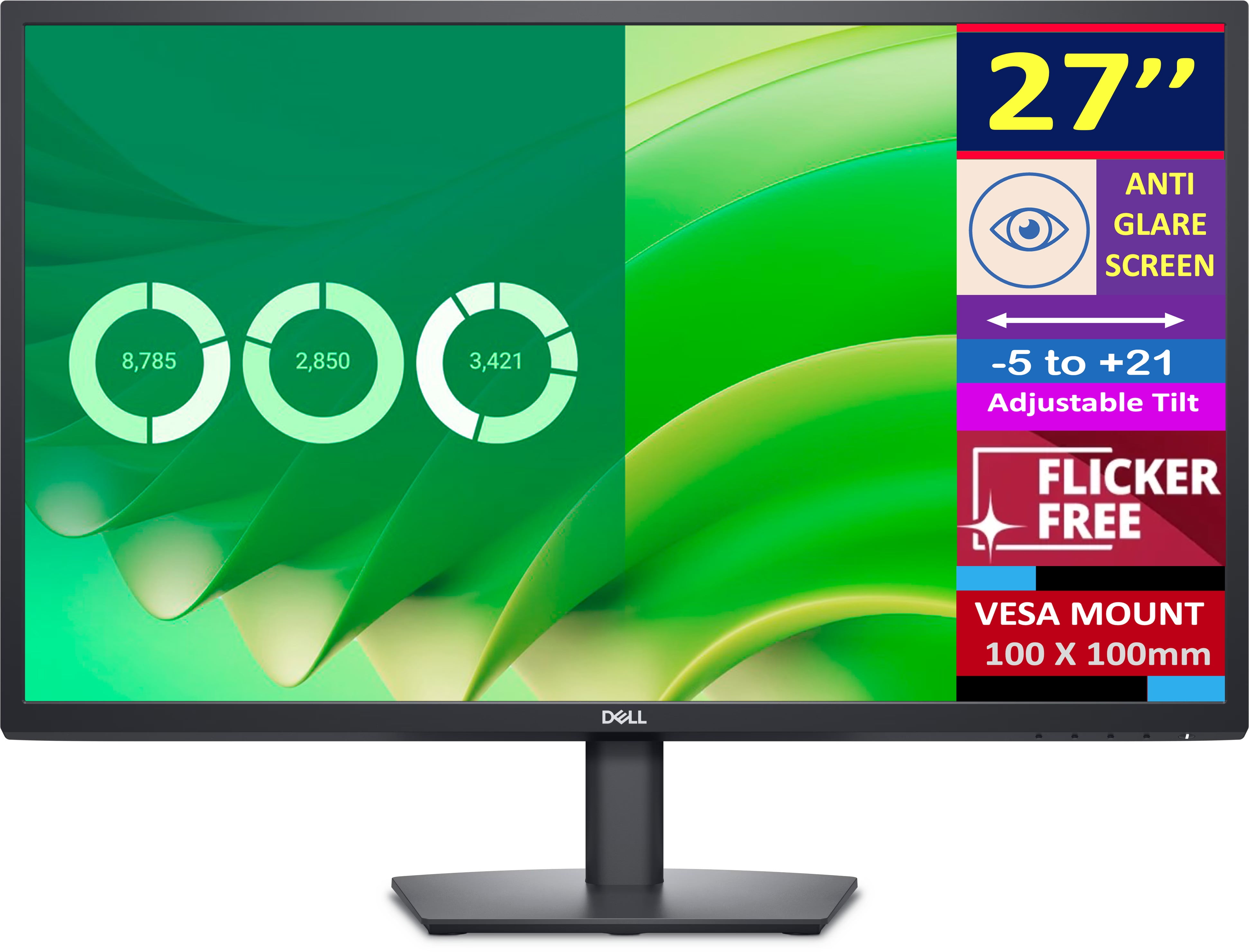 Dell 27" FHD VA 75Hz Display Monitor with Anti-Glare, VESA Mount ...