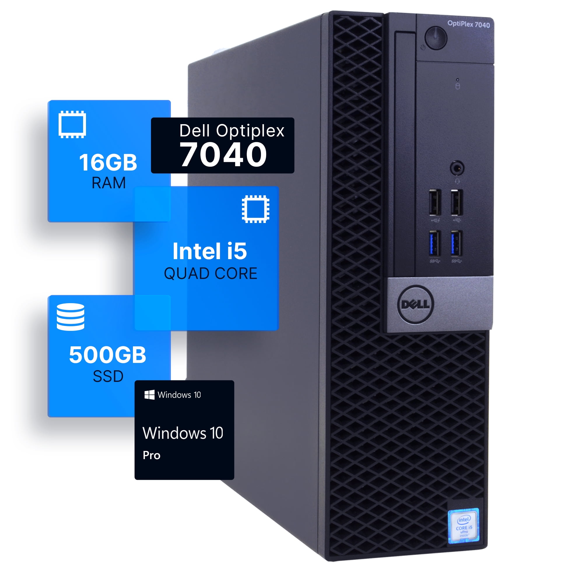 Dell 7040 Desktop Computer Intel i5 Quad Core Gen 6, 16GB, 500GB HD ...