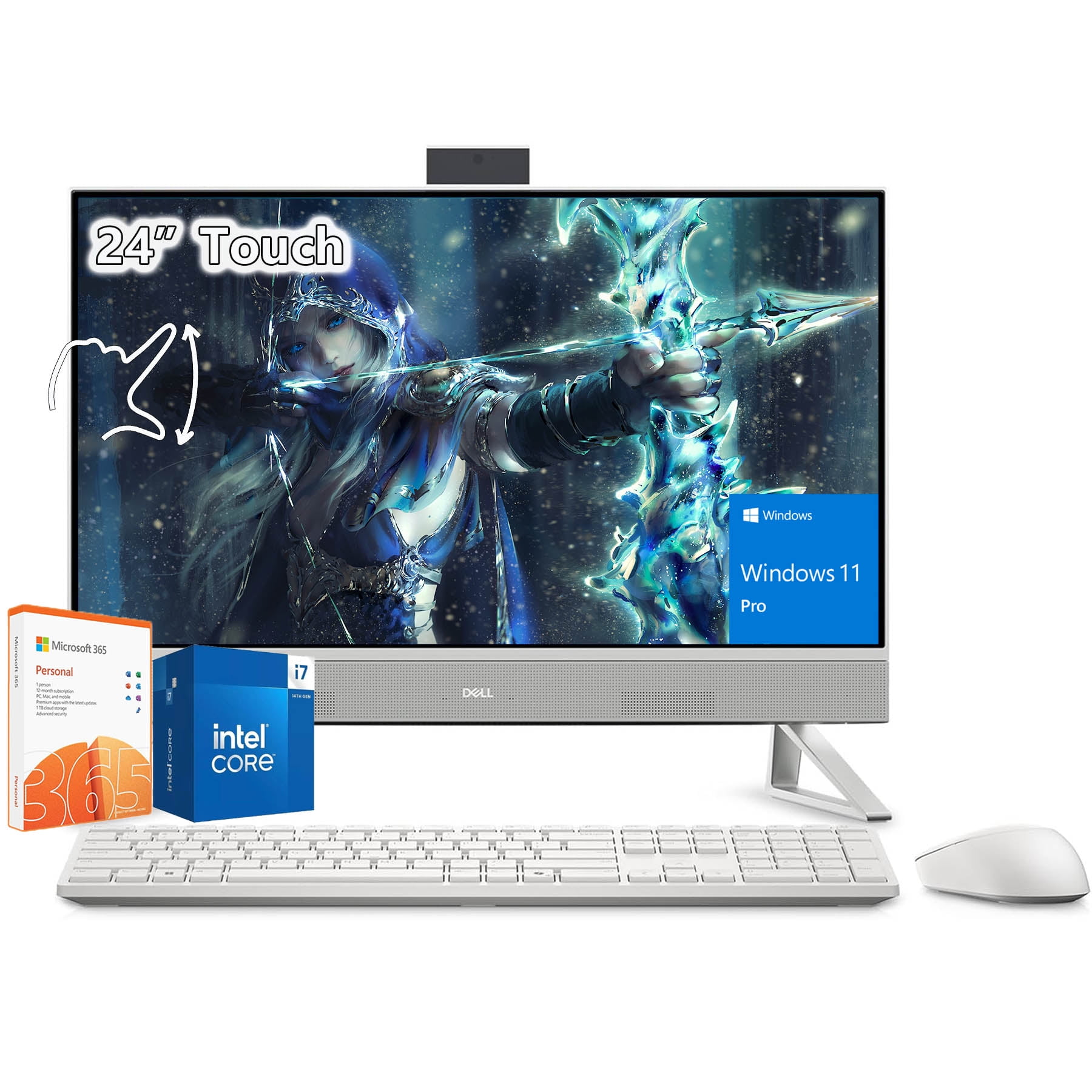 Dell-All in One Desktop-Computer 24 inch Touchscreen FHD IPS Display ...
