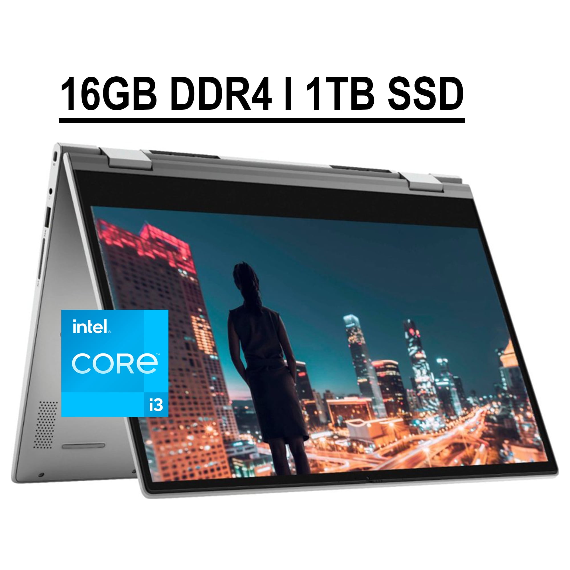 Dell Inspiron 14 5000 2-in-1 Laptop, 14" HD, 11th Gen Intel i3, 16GB, 1TB SSD, Win10 Silver ...