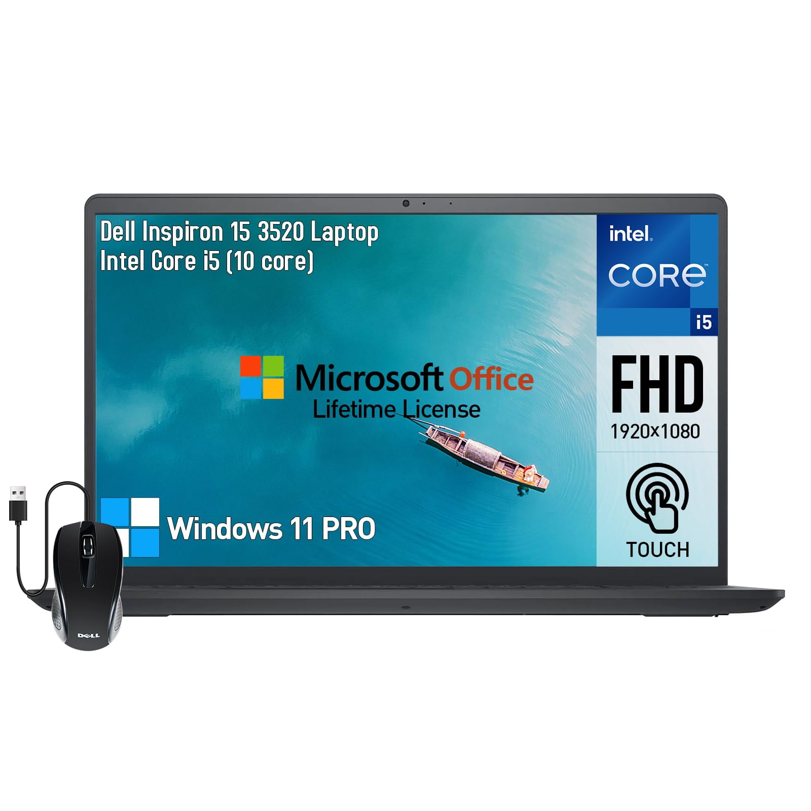 Dell Inspiron 15 3000 3520 Touchscreen Laptop Computer, 15.6 Inch FHD ...