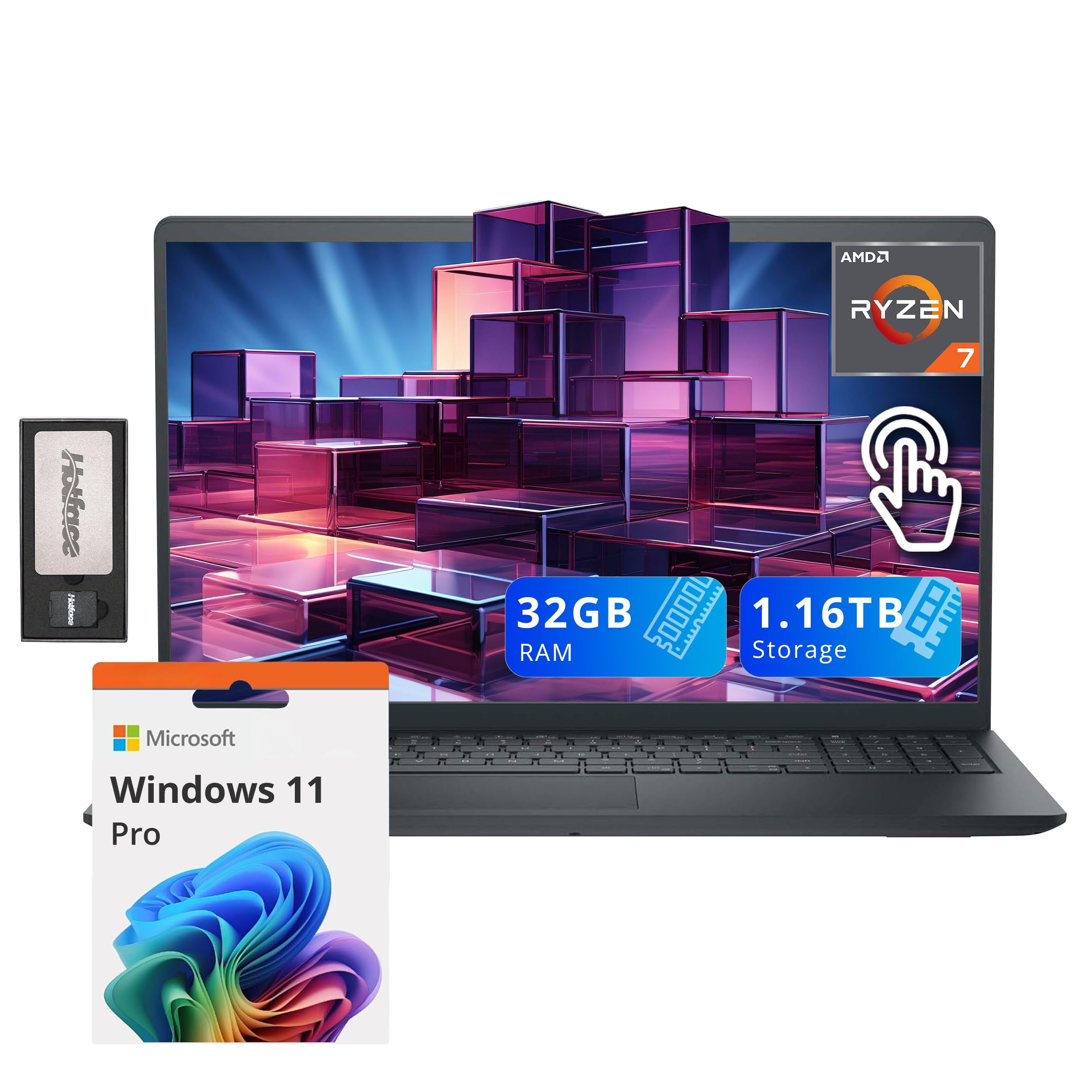 Dell Inspiron 15.6" Anti-Glare FHD Touchscreen Laptop, AMD Ryzen 7 ...