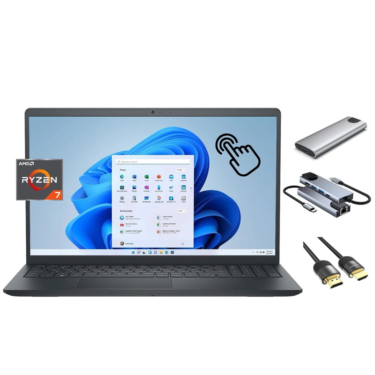 Dell Inspiron 15.6 inch Touchscreen Laptop, 8-Core Ryzen 7 7730U (beats Ultra 7 165U), 64GB RAM ...