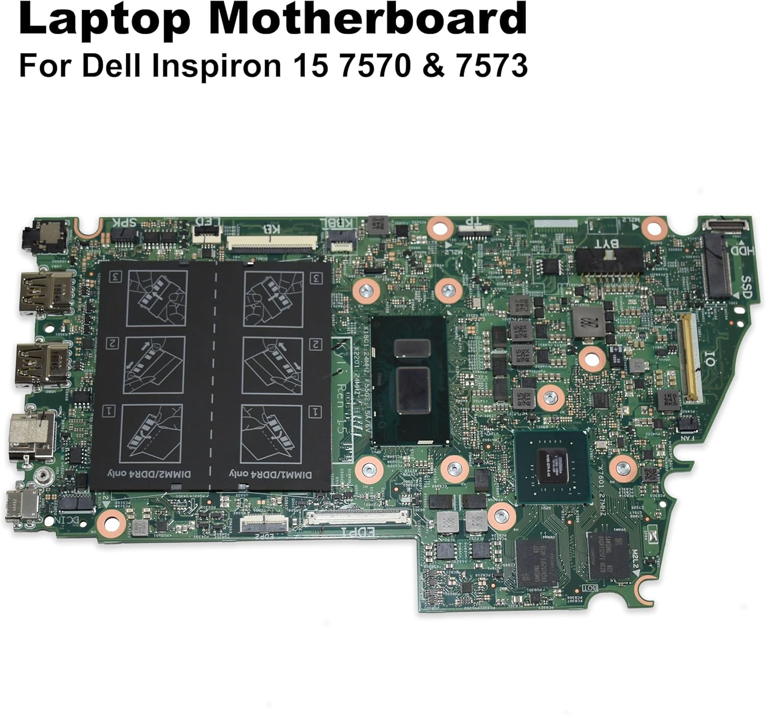 Dell Inspiron 15 7570/7573 Motherboard with Intel Core i7-8550U 1.8GHz Quad-Core CPU | On Board ...
