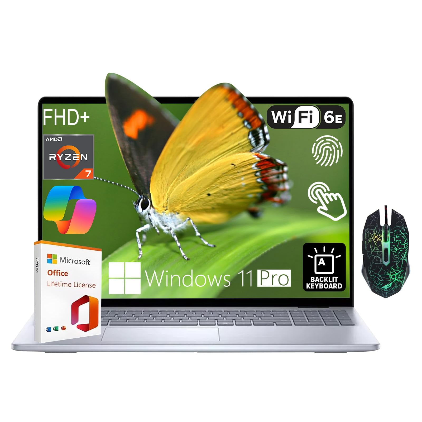 Dell Inspiron 16 Laptop, 16" FHD Touchscreen Laptop Computer, AMD Ryzen ...