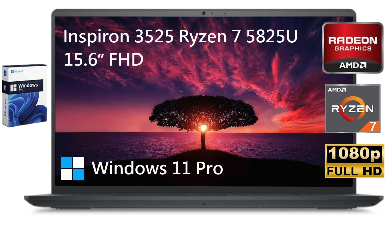 Dell Inspiron 3525 Business Laptop, 15.6 Inch FHD, AMD Ryzen 7 5825U ...