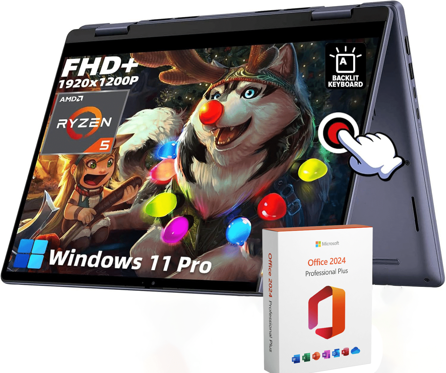 Dell Inspiron 7445 2-in-1 Business Laptop, 14" Full HD+ Touch Screen ...