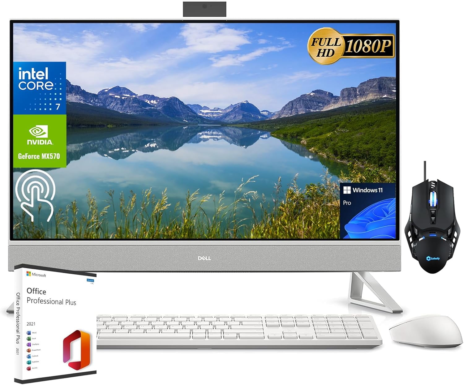 Dell Inspiron All-in-One Desktop, 27" FHD Touchscreen, Intel Core 7 ...