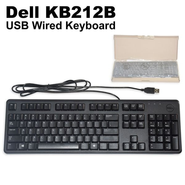 Dell KB212-B 104-Key QuietKey USB Wired Ergonomic Black Keyboard ...