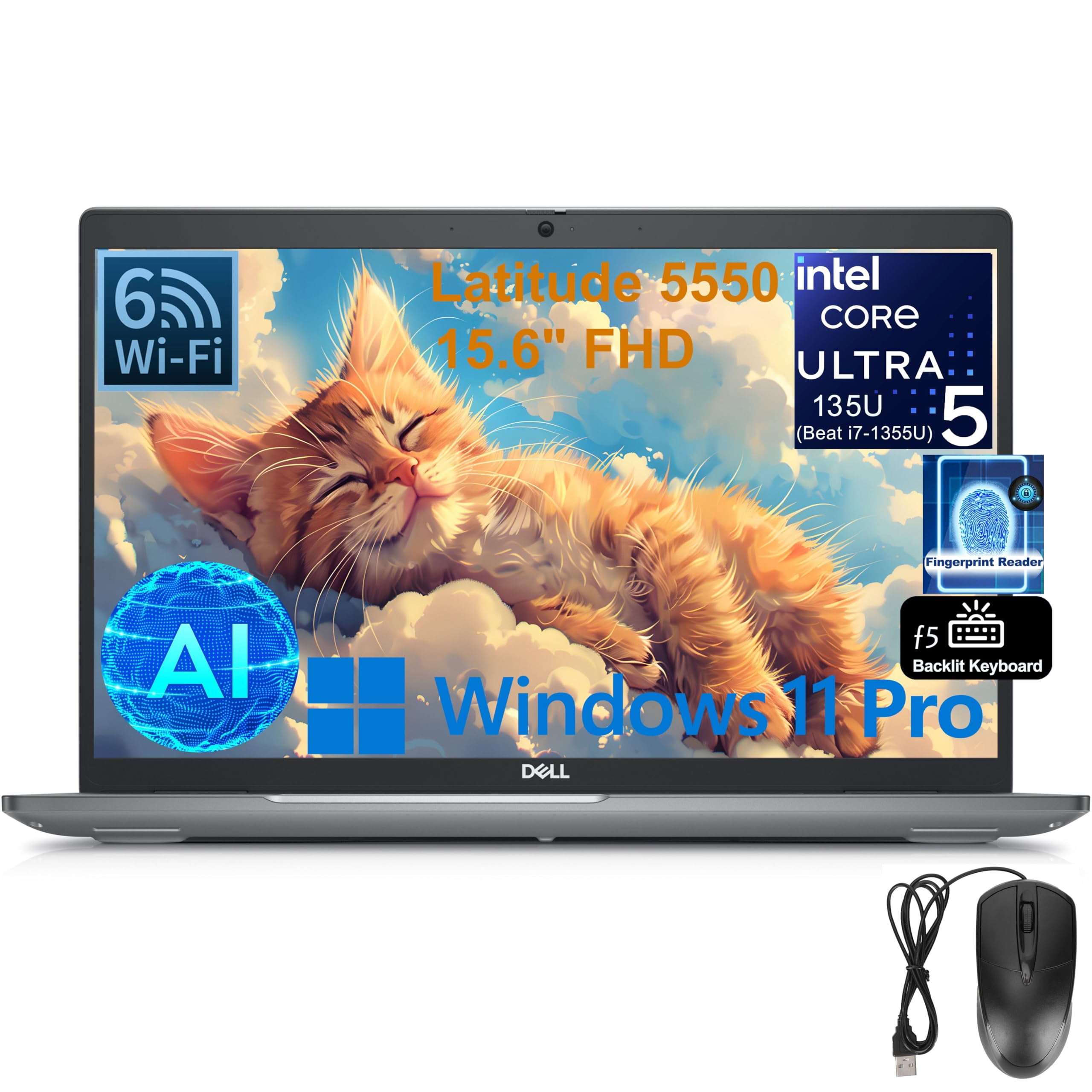 Dell Latitude 5550 15 5000 15.6" FHD Business AI Laptop Computer, Intel ...