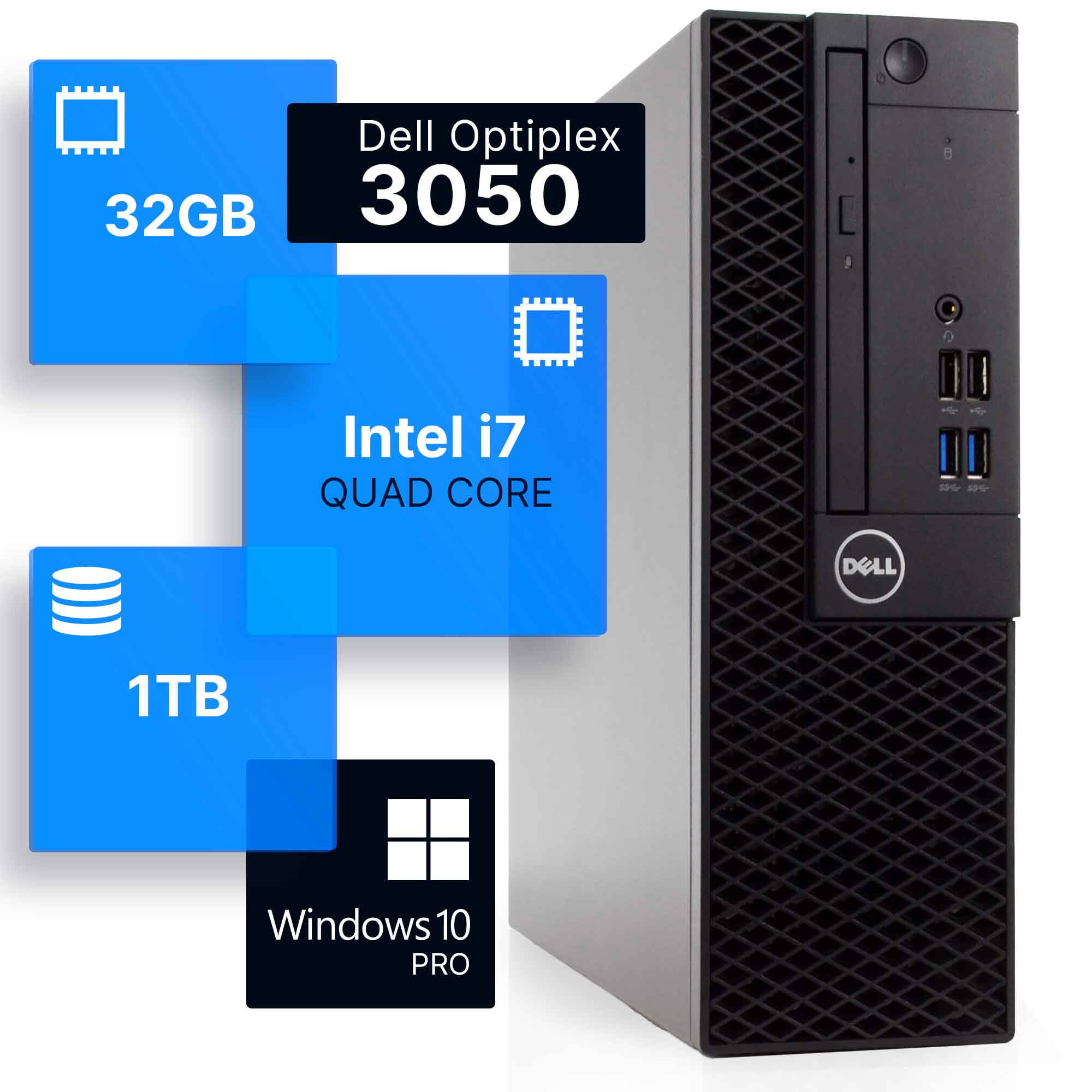 Dell Optiplex 3050 | Quad Intel i7 CPU | 32GB RAM | 1TB SSD | Windows ...