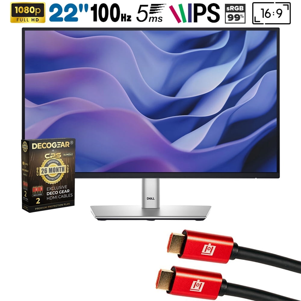 Dell P2225H 22" Full HD 100Hz 16:9 1ms IPS Monitor, Black and Silver ...