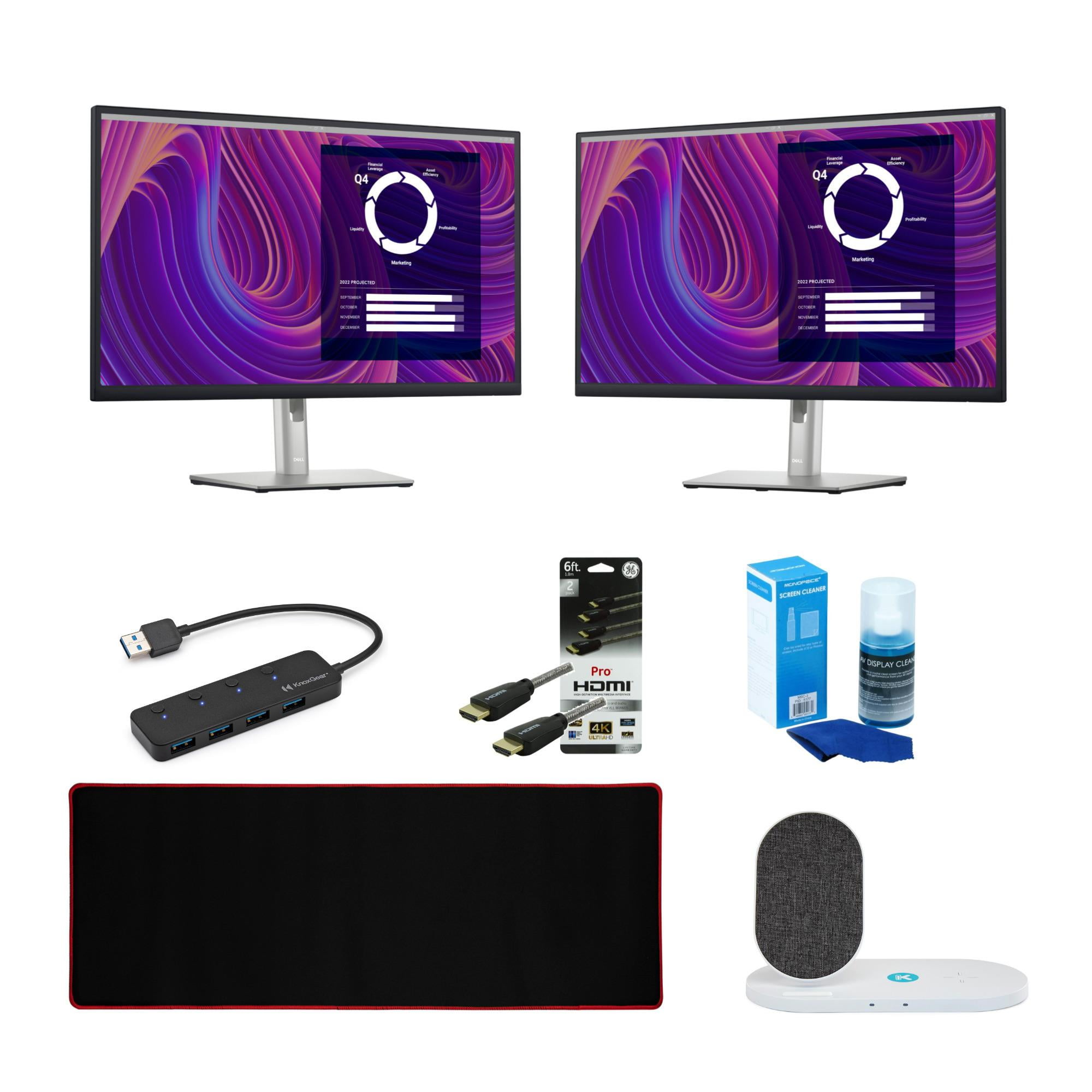 Dell P2723D 27-Inch QHD 1440p LED Backlit LCD Monitor (2-Pack) Bundle ...