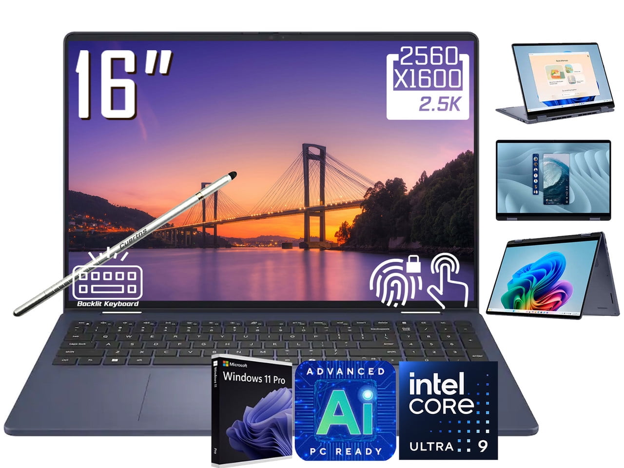 Dell Plus 2-in-1 Copilot+ AI PC Laptop, 16" 2.5K 2560 x 1600 LED 90Hz ...