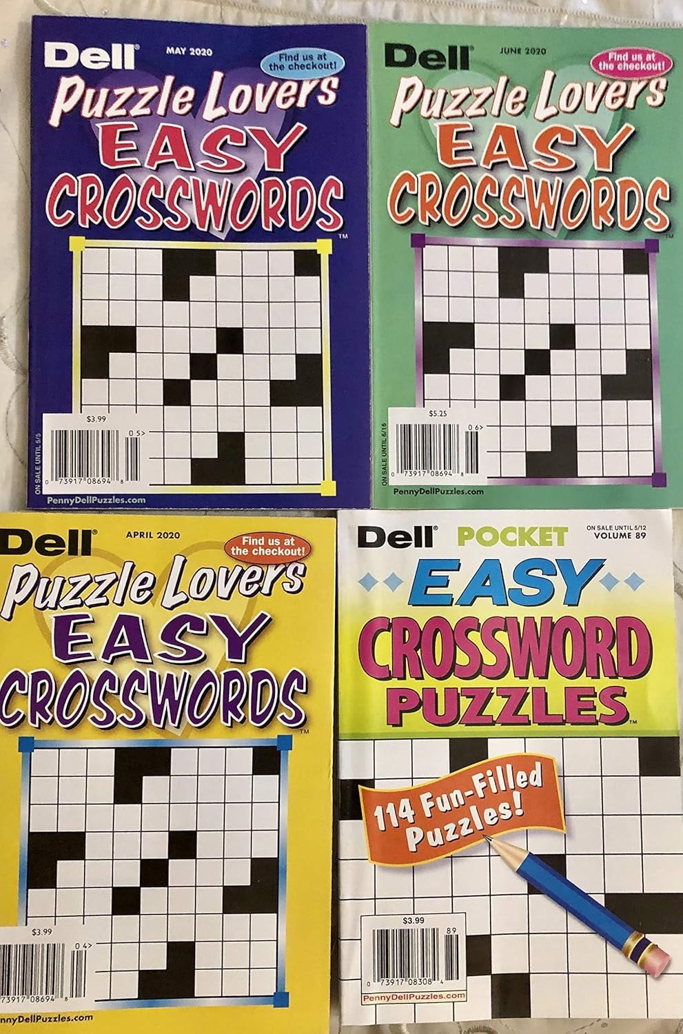 Dell Puzzle Lovers Easy Crosswords, 4 Pack Digest Size Puzzle Books for ...