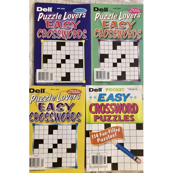 Dell Puzzle Lovers Easy Crosswords, 4 Pack Digest Size Puzzle Books for ...