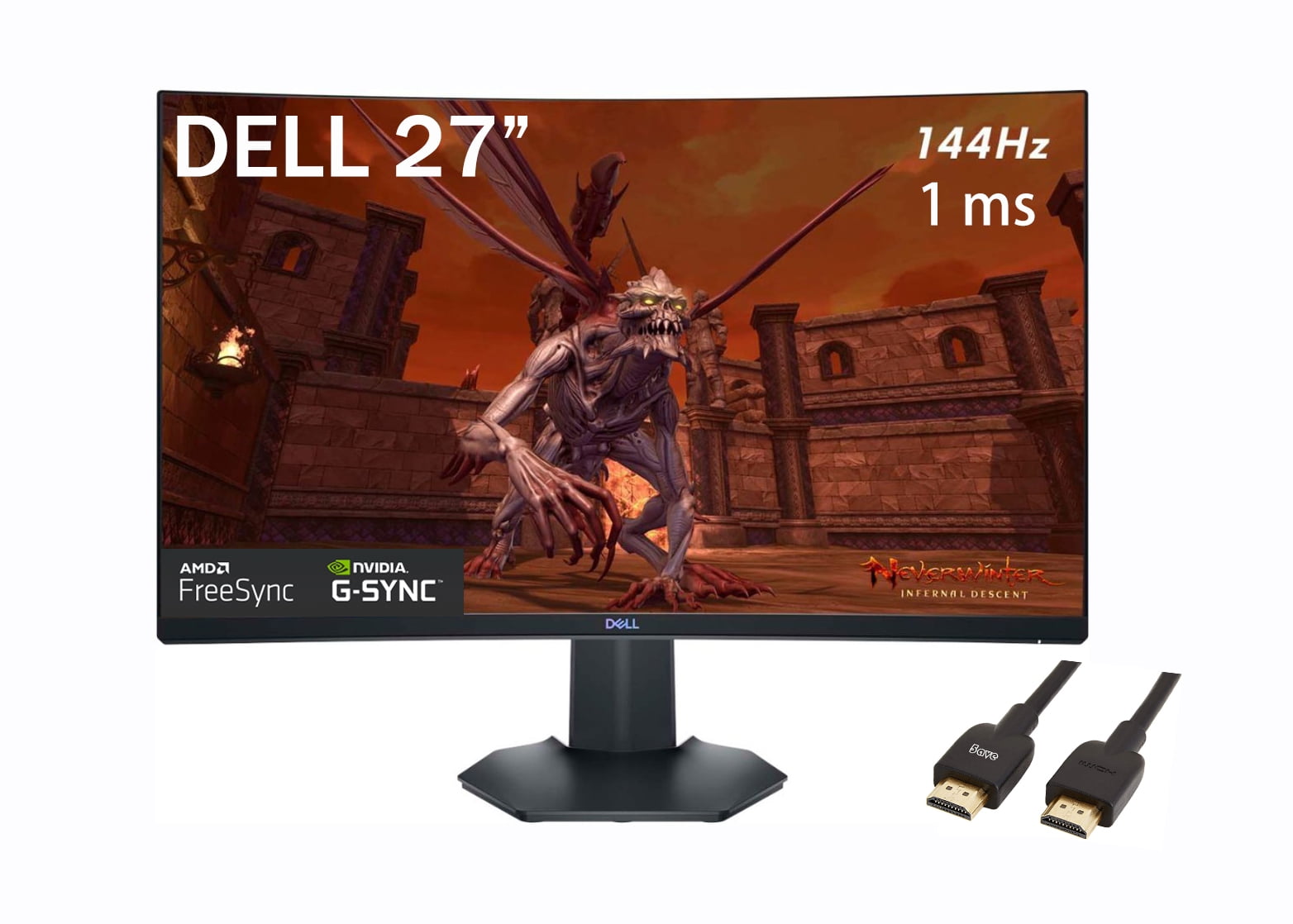 Dell S Series 27" Curved Screen Gaming Monitor, Full HD (1920 x 1080 ...