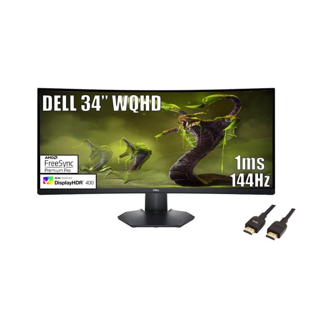 Dell S Series 34" Curved Gaming Monitor, WQHD (3440 x 1440) 21:9 ...