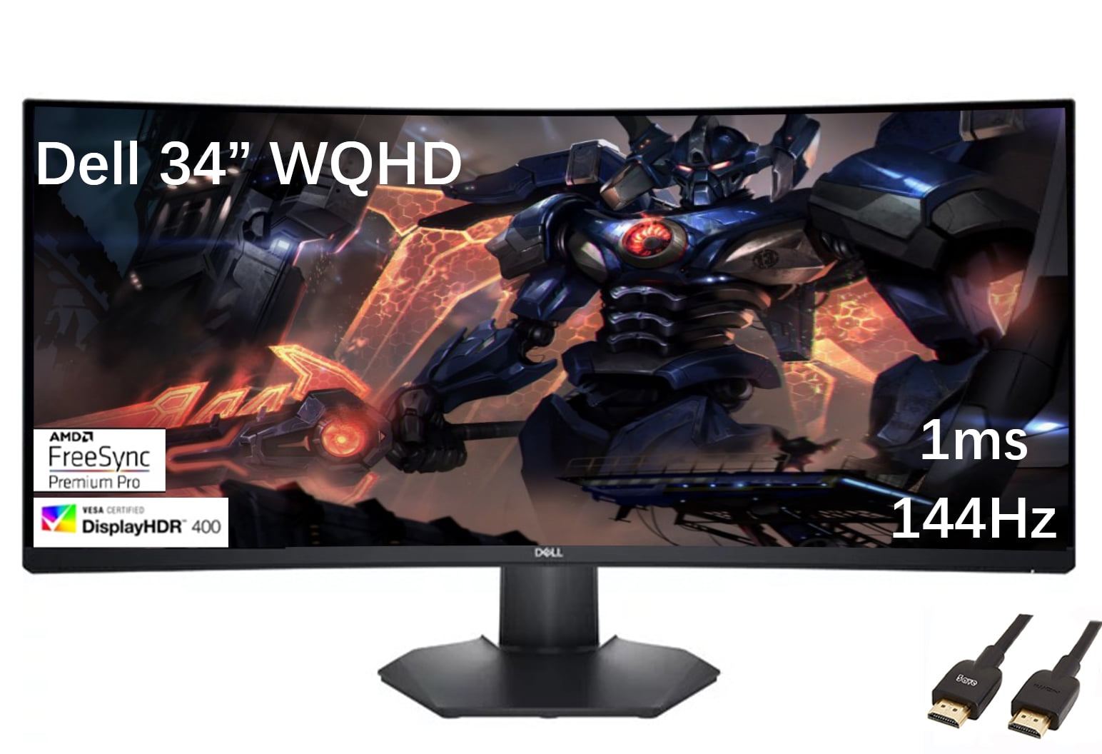 Dell S Series 34" Curved Gaming Monitor, WQHD (3440 x 1440) 21:9 ...