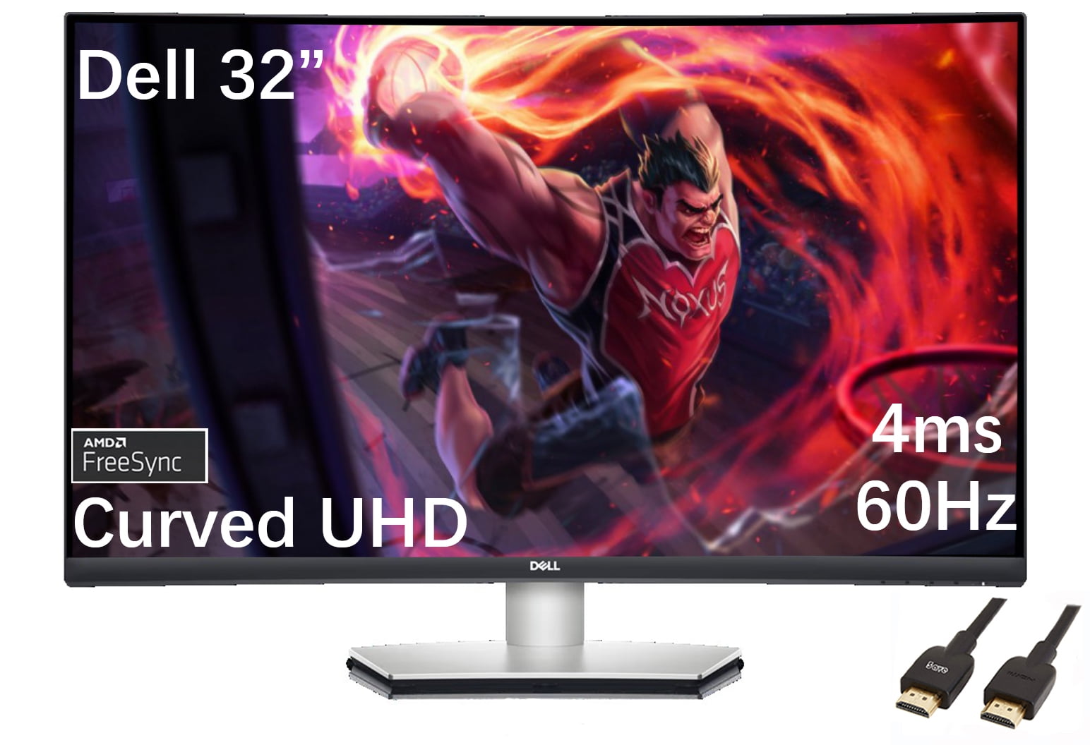 Dell S3221QS 32" 4K UHD (3840 x 2160)Monitor, 60Hz, 4ms, Curved Screen ...