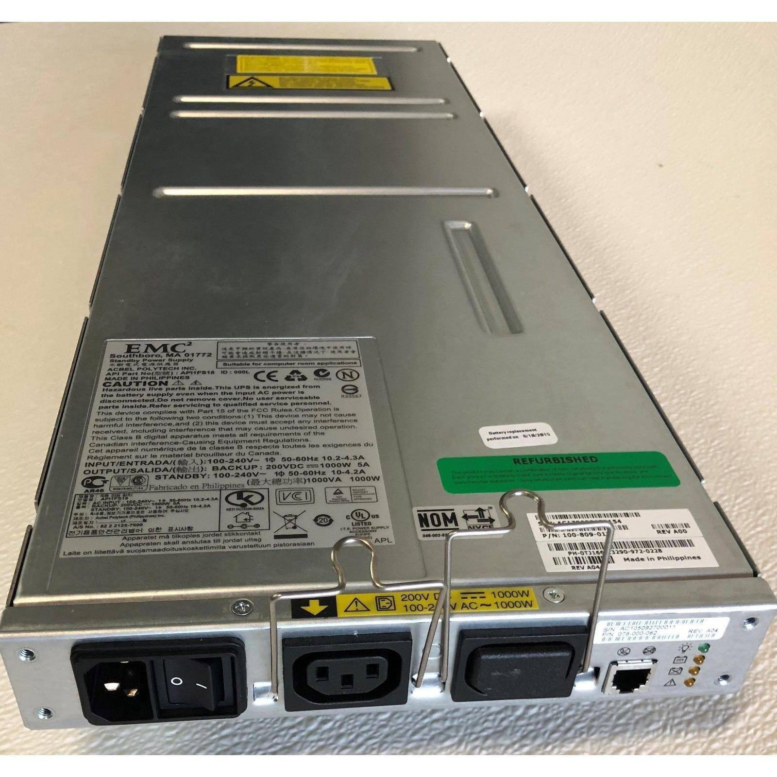 Dell TJ166 Dell EMC2 1000VA 1000W 100-240V Standby PS C7GN5 TJ166 HJ4DK ...