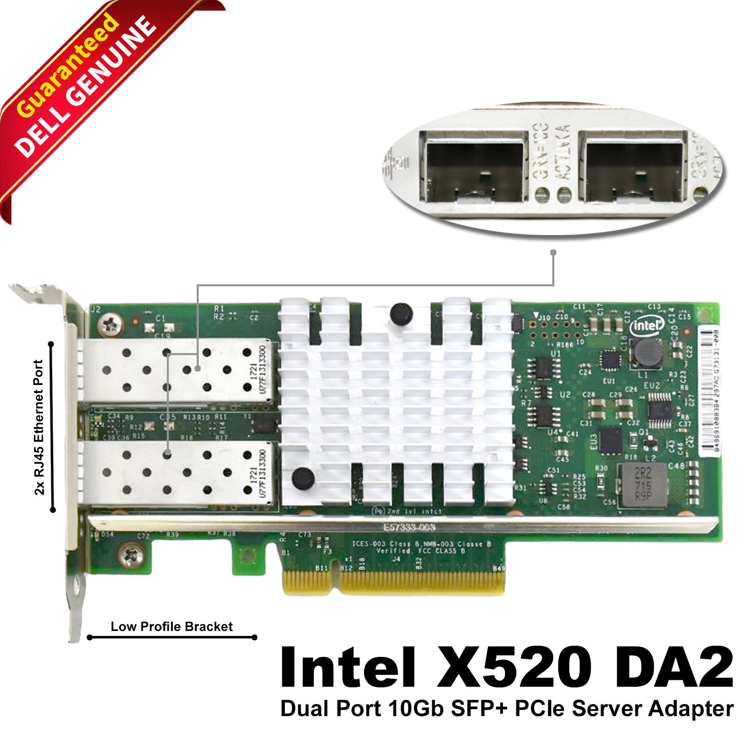 Pre-Owned Dell X520-DA2 10Gb Dual Port SFP+ Network Adapter Low Profile ...