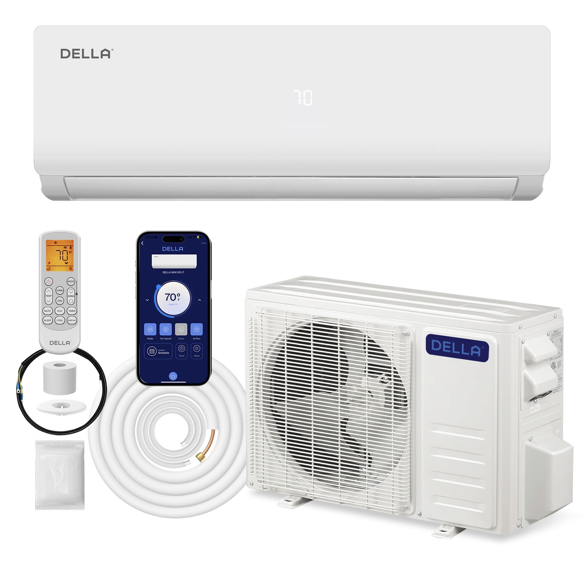 Della 12000 Btu Mini Split Ac With Heat Pump And Wifi Pre Charged