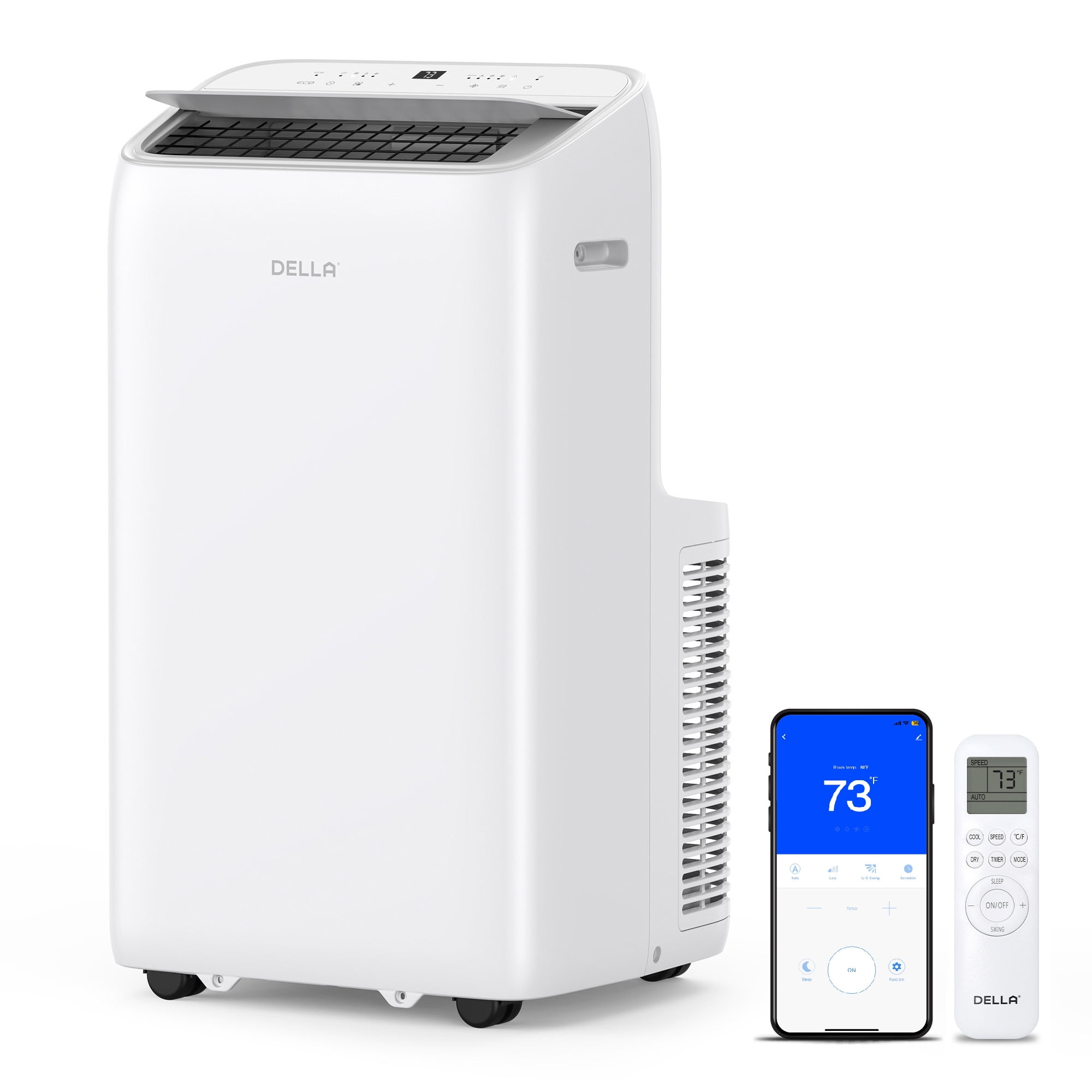 Della 14000 BTU Portable Air Conditioner: Up To 450 Sq. Ft., Remote and App Control ...