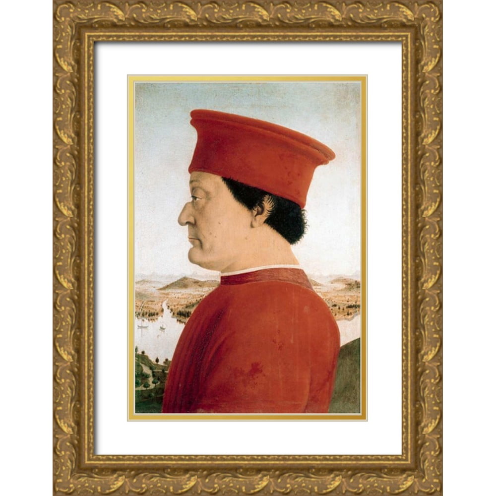 Della Francesca, Piero 11x14 Gold Ornate Wood Framed with Double ...