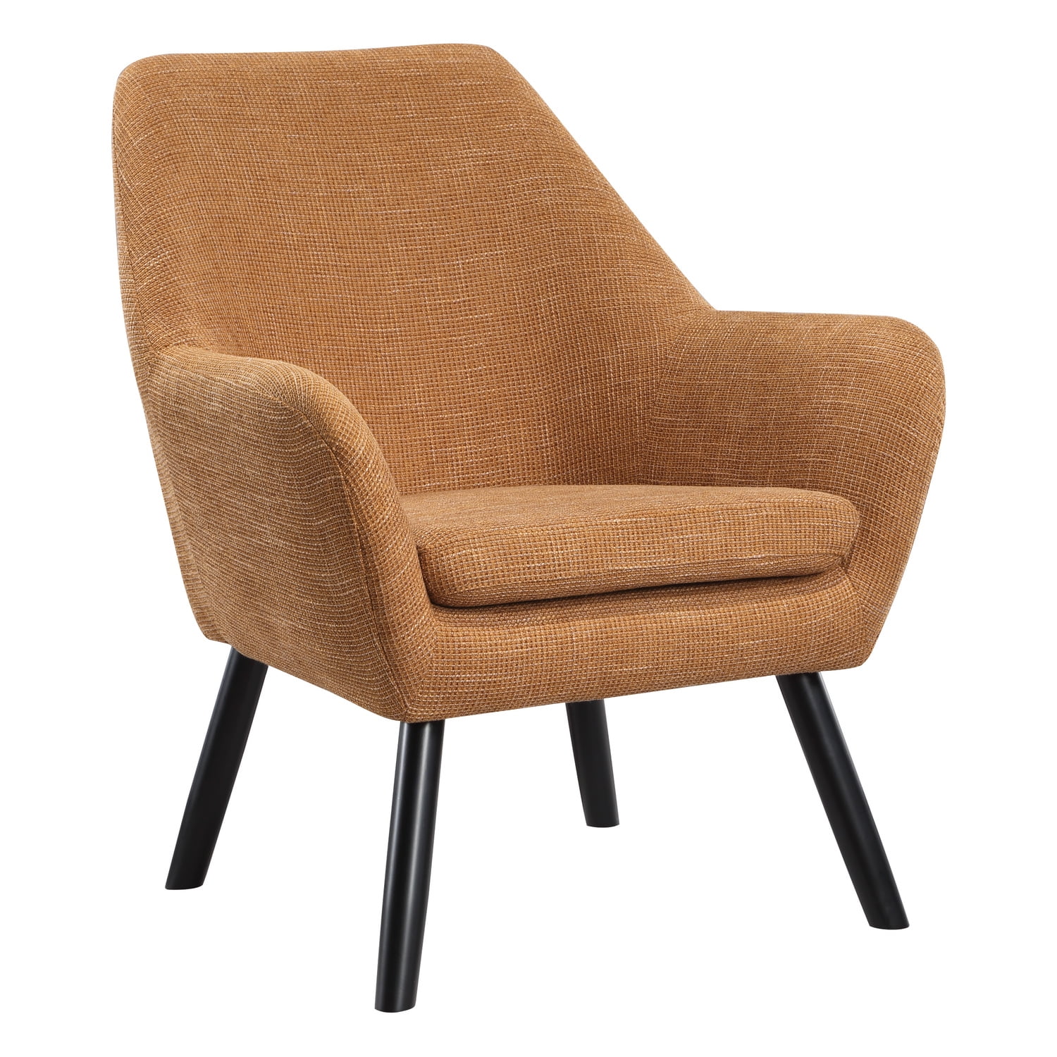 Della Mid-Century Chair in Rust Fabric with Black Legs Finish - Walmart.com