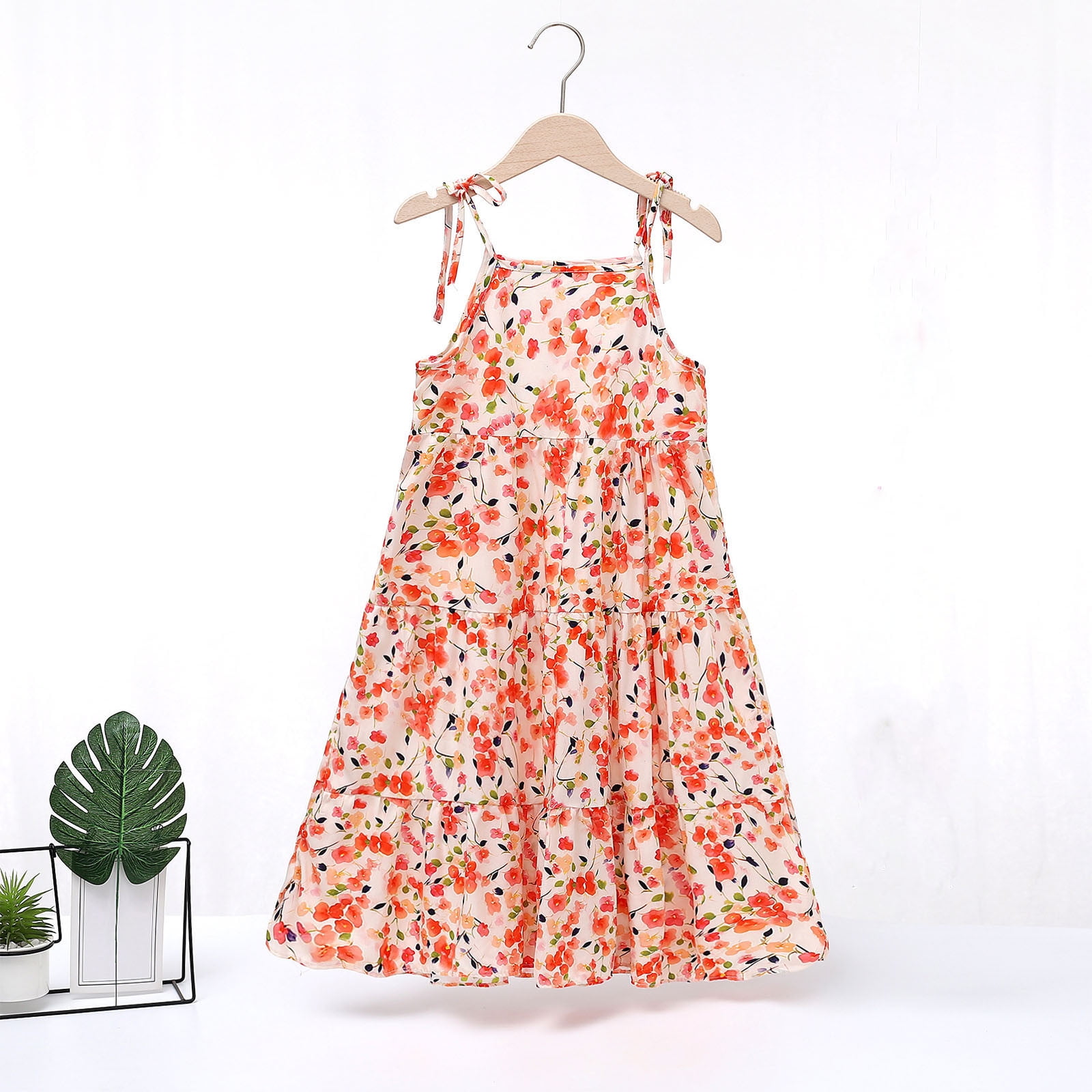 Delliss 1-14 Years Girls Spaghetti Strap Dress Toddler Summer Hawaiian ...