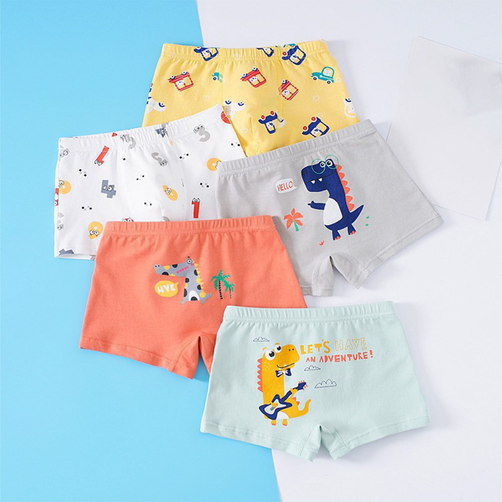 Delliss 5pcs Little Boys Boxer Briefs Toddler Kids Cute Patterns Print Underwear Soft Cotton ...