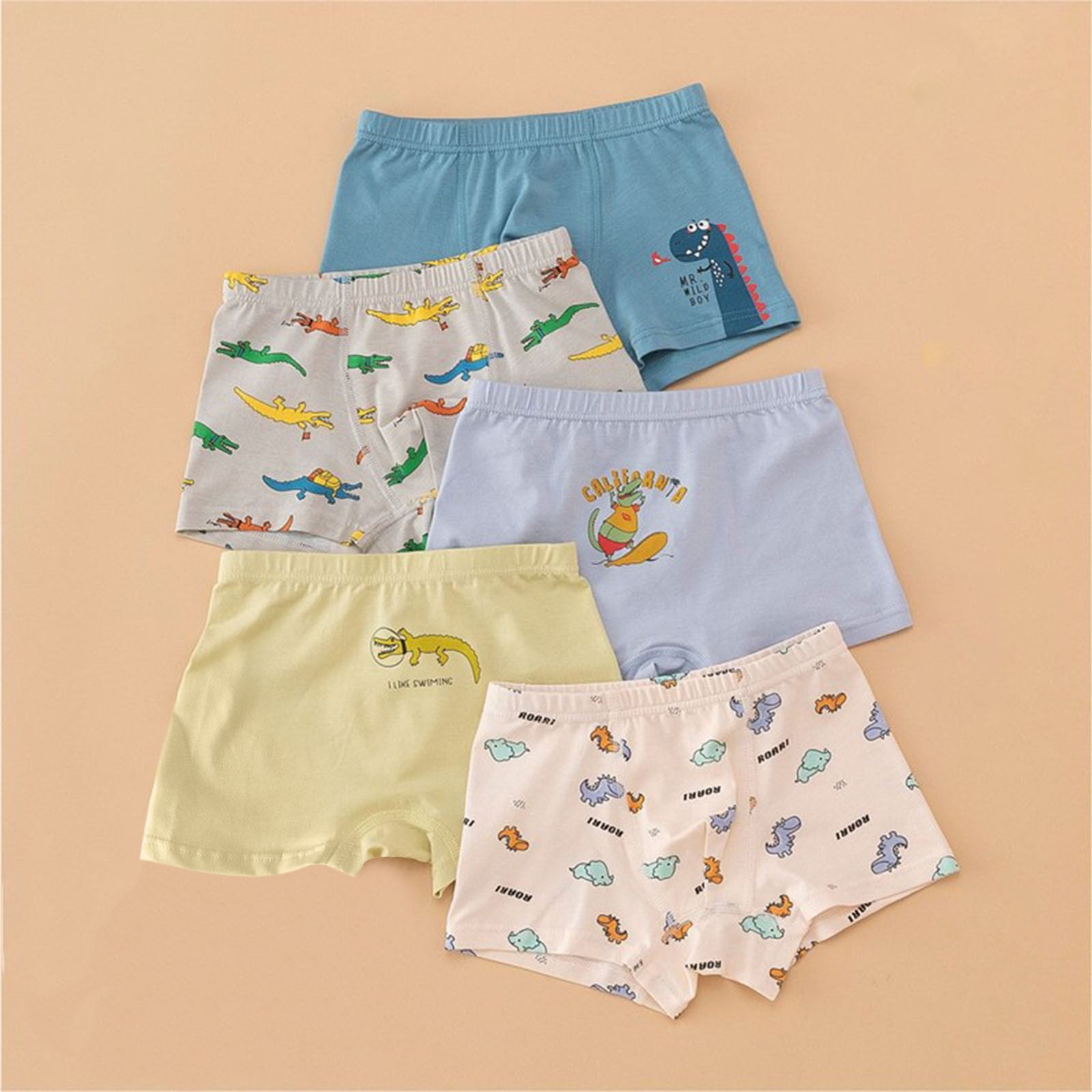 Delliss 5pcs Little Boys Boxer Briefs Toddler Kids Cute Patterns Print Underwear Soft Cotton ...