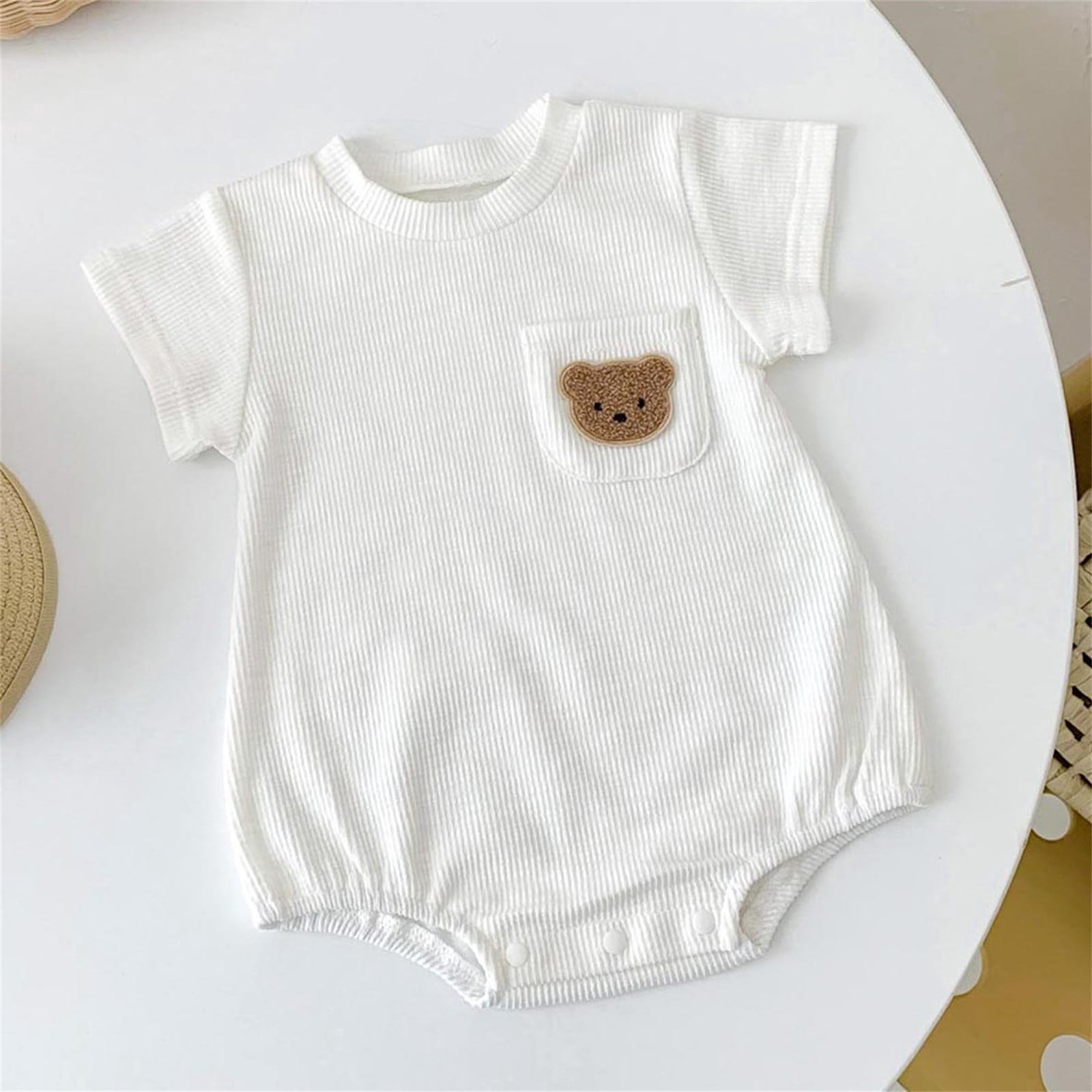 Delliss Baby Girl Short Sleeve Romper Summer Ribbed Bodysuit Knitted ...