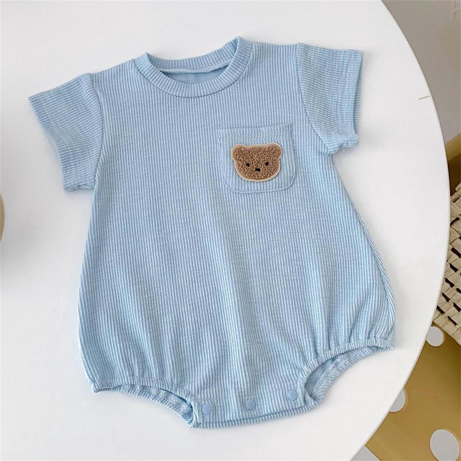 Delliss Baby Girl Short Sleeve Romper Summer Ribbed Bodysuit Knitted ...
