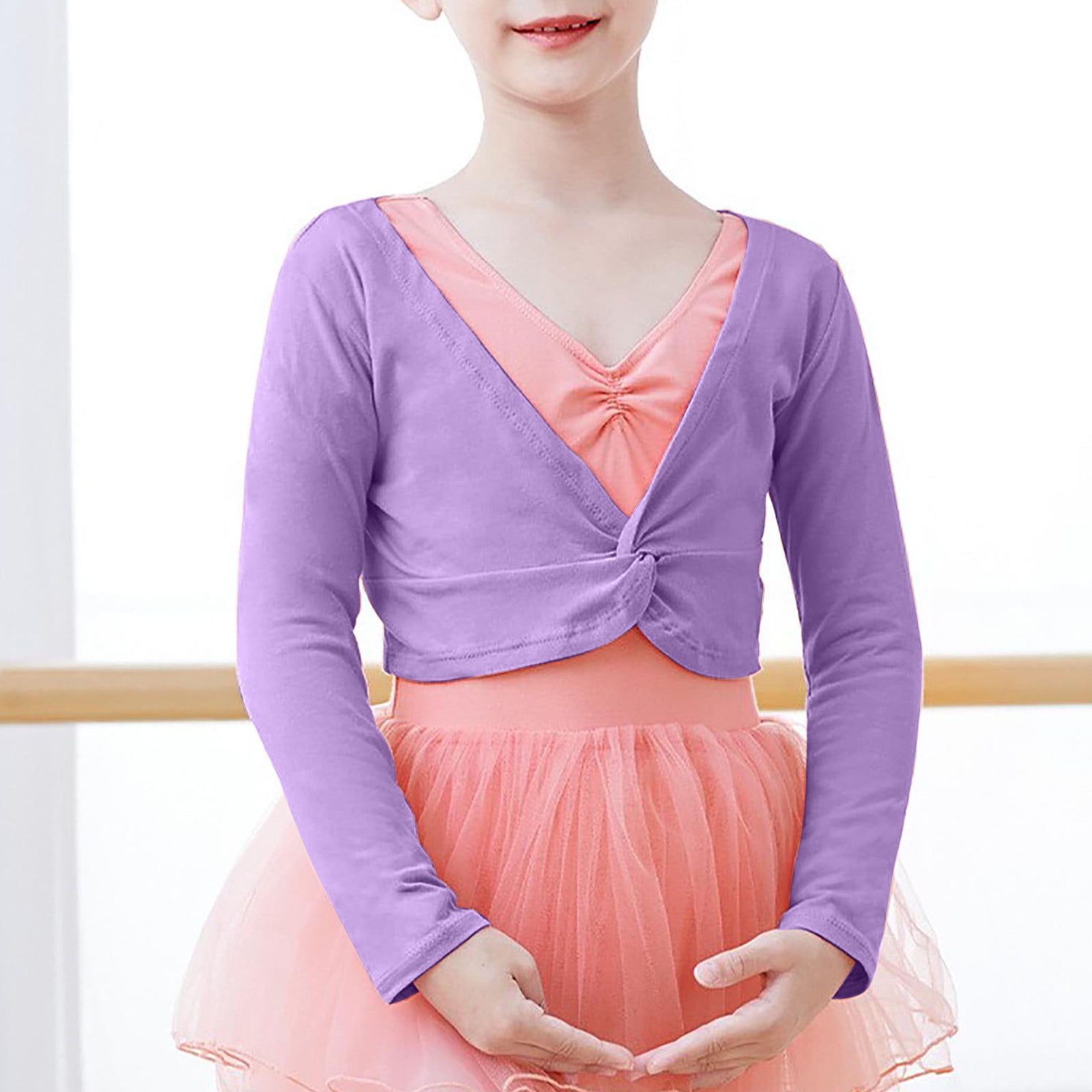 Delliss Ballet Wrap Top Cotton Long Sleeve Dance Cardigan Shrug for ...