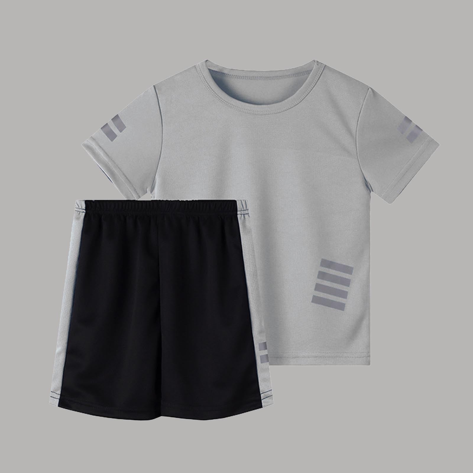 Delliss Boy's Crew Neck Short Sleeve Sports Tennis Set Two Piece ...