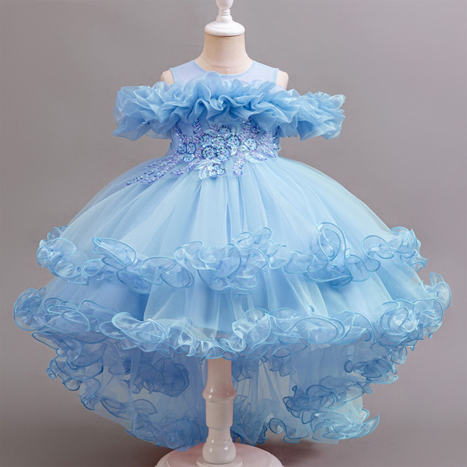 Delliss Girl Tutu Dress Tulle Ruffles Wedding Party Evening Layered ...