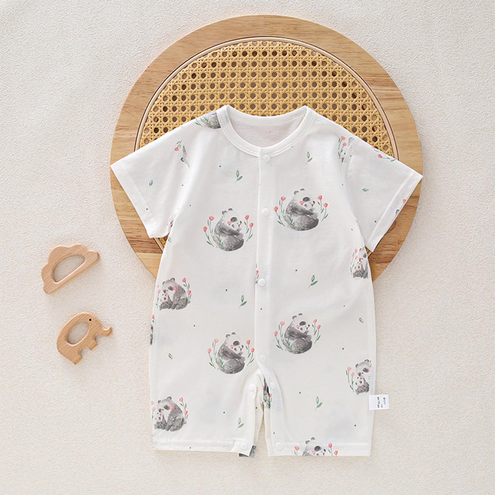 Delliss Girl's One Piece Animal Print Solid Button Top Crew Neck Short ...