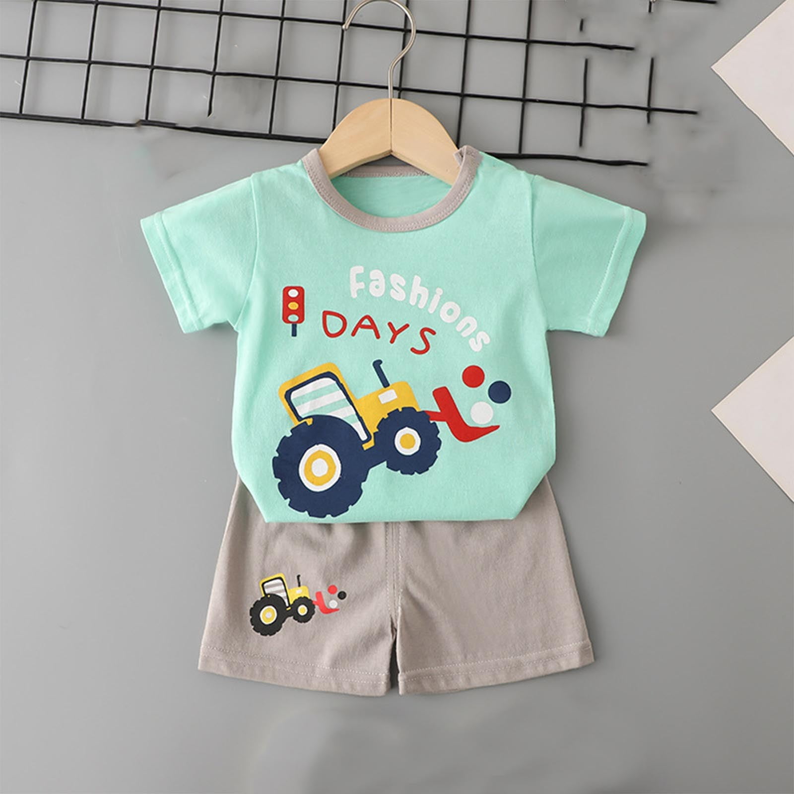 Delliss Girls 2 Piece Short Sleeved Top Elastic Waist Short Sets Kids ...