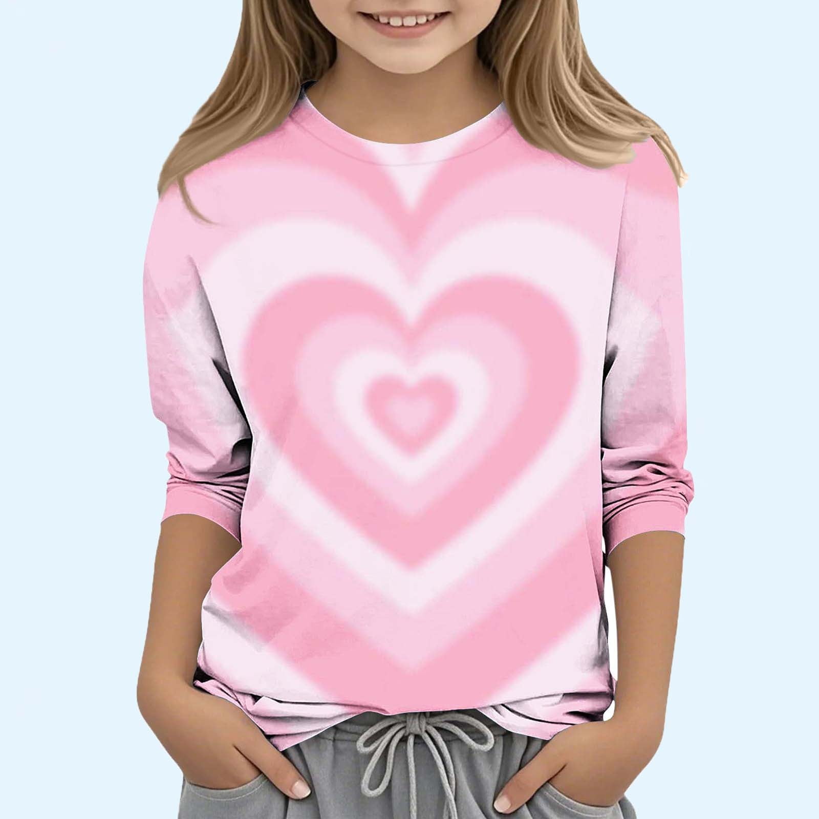 Delliss Girls' 3/4 Sleeve Love Print T Shirts Summer Cute Fashion Crew ...