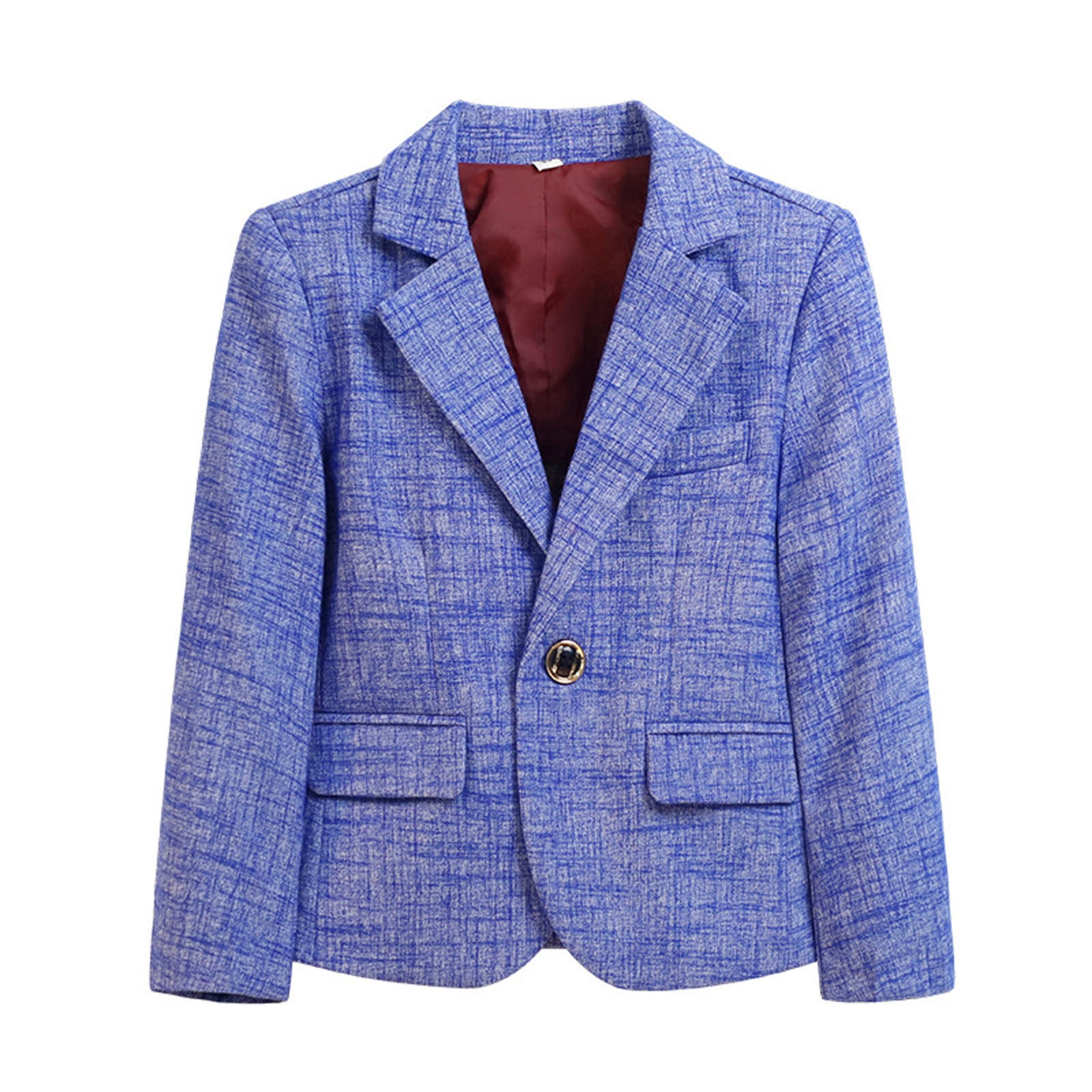 Delliss Girls Boys Blazer Jacket Solid Color Lapel Suit Open Front Long ...