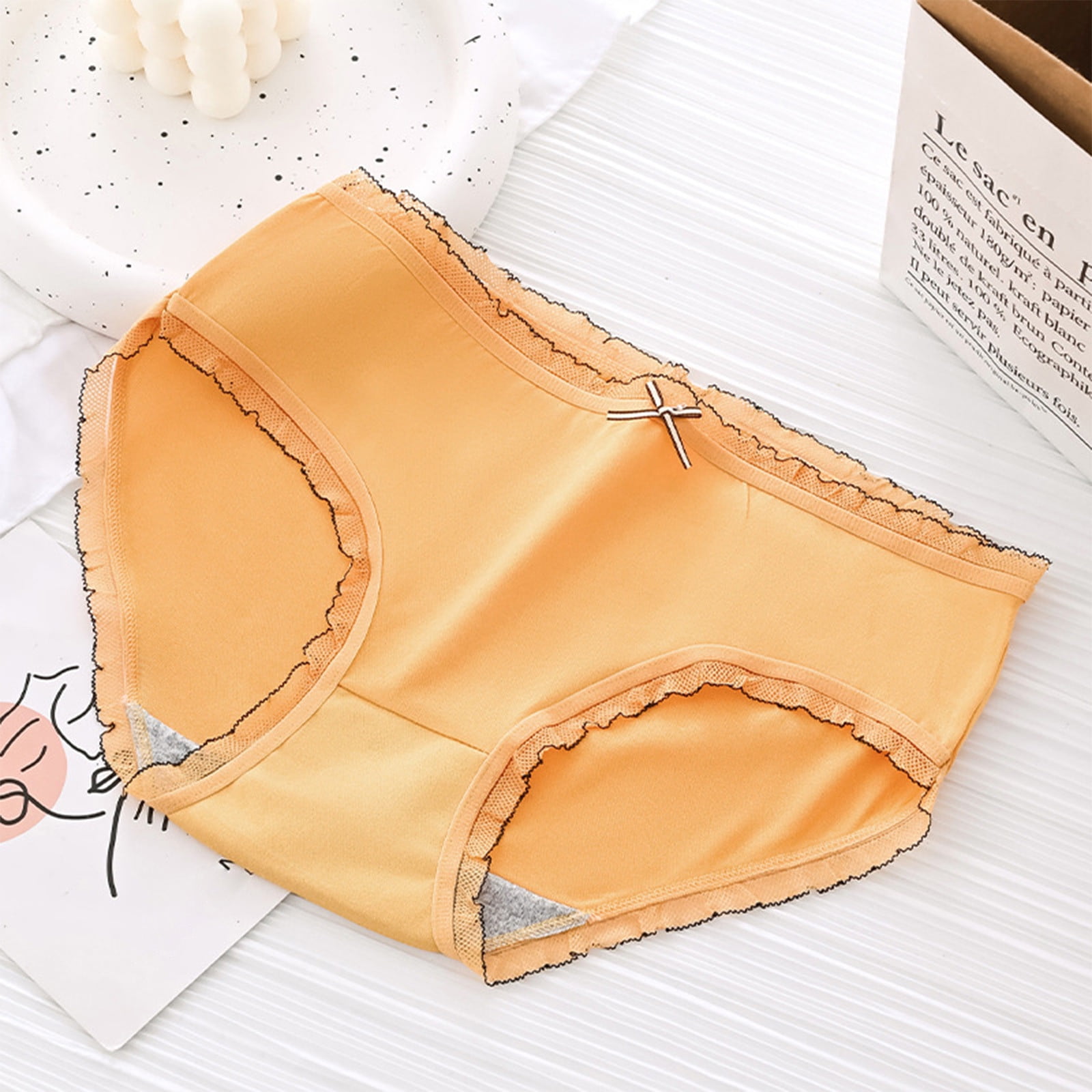 Delliss Girls' Candy Color Lace Trim Briefs Trendy Cute Solids Bow ...