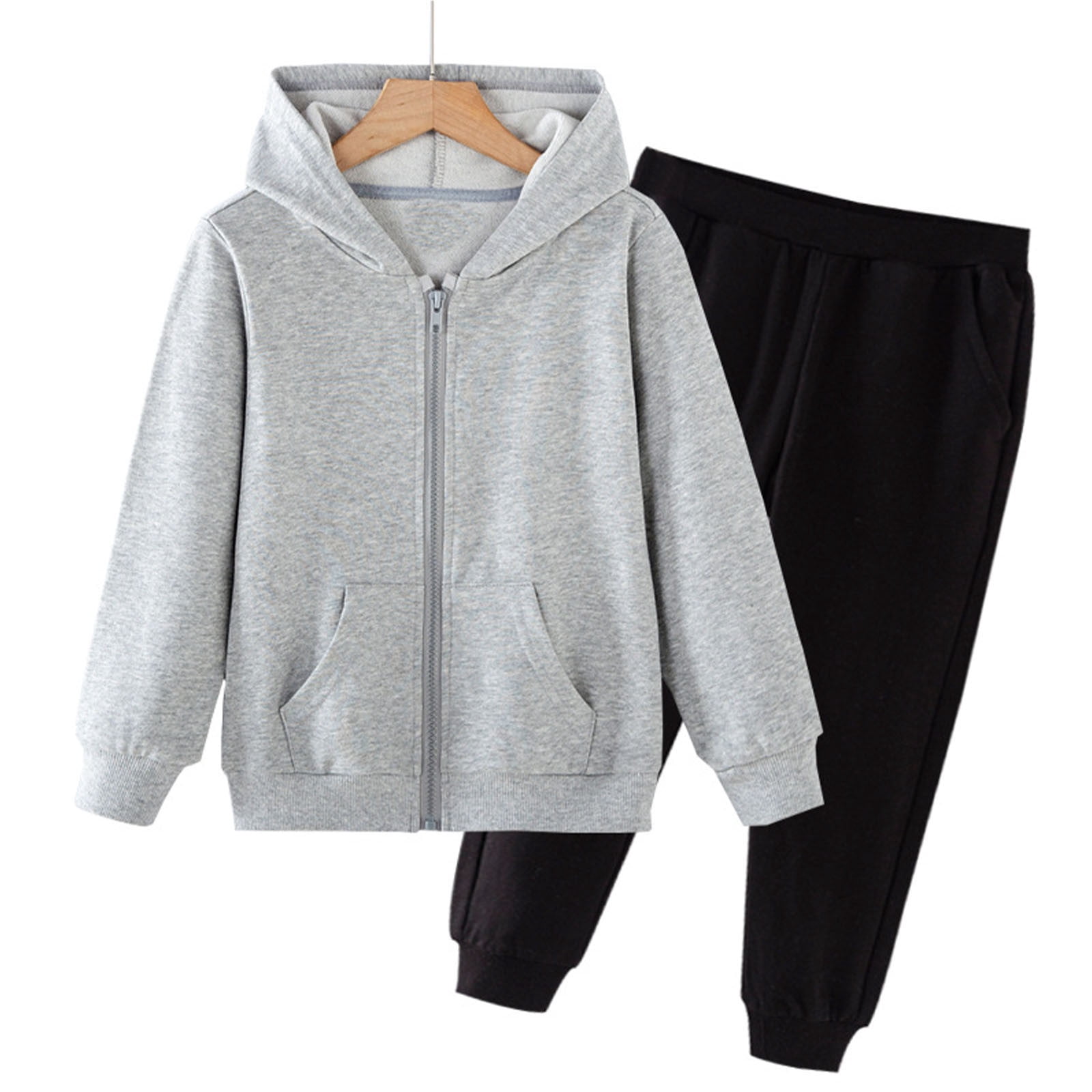 Delliss Girls Casual 2 Piece Suit Long Sleeve Zipper Hooded Top ...