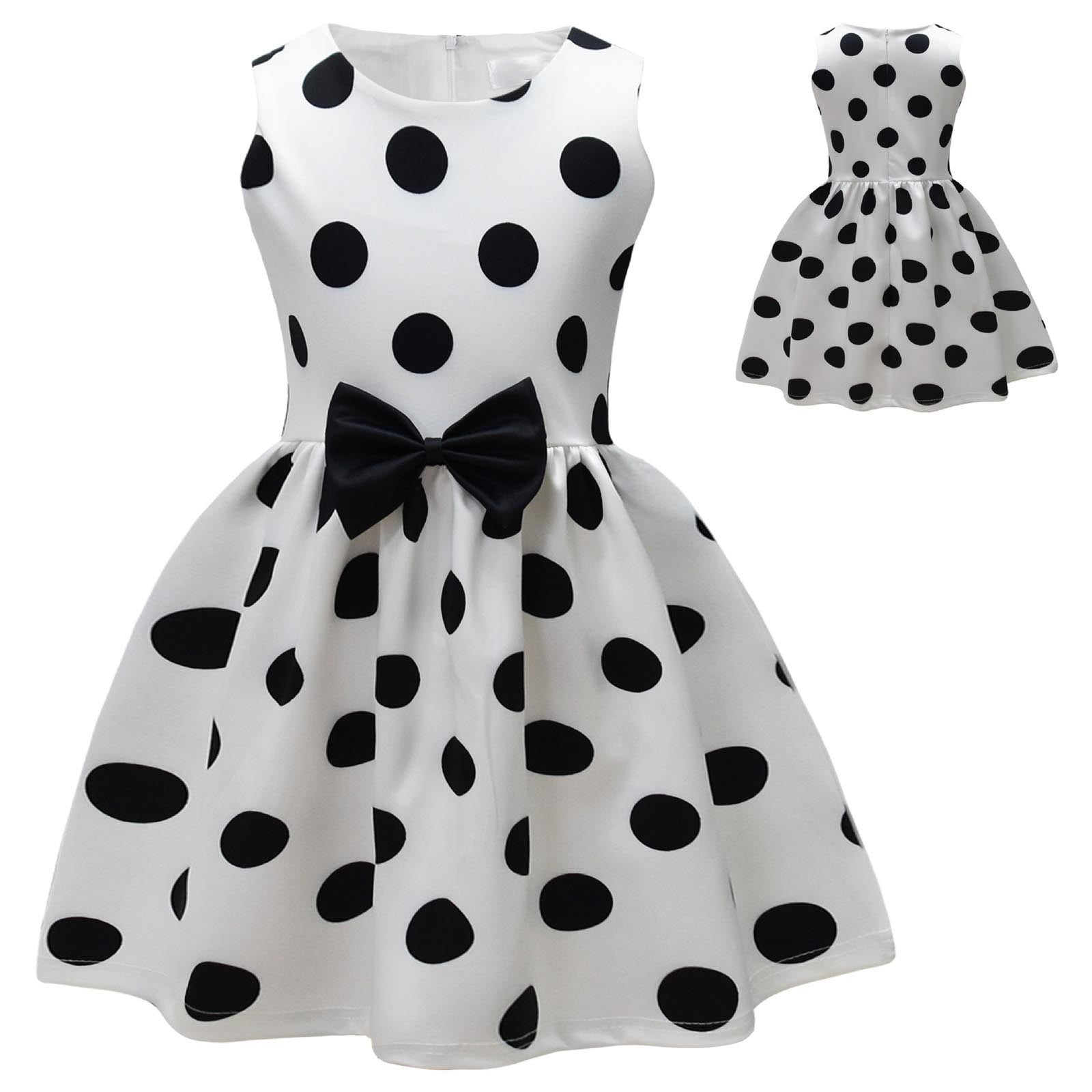 Delliss Girls Dot Print Swing Rockabilly Prom Party Tea Dress Kids ...