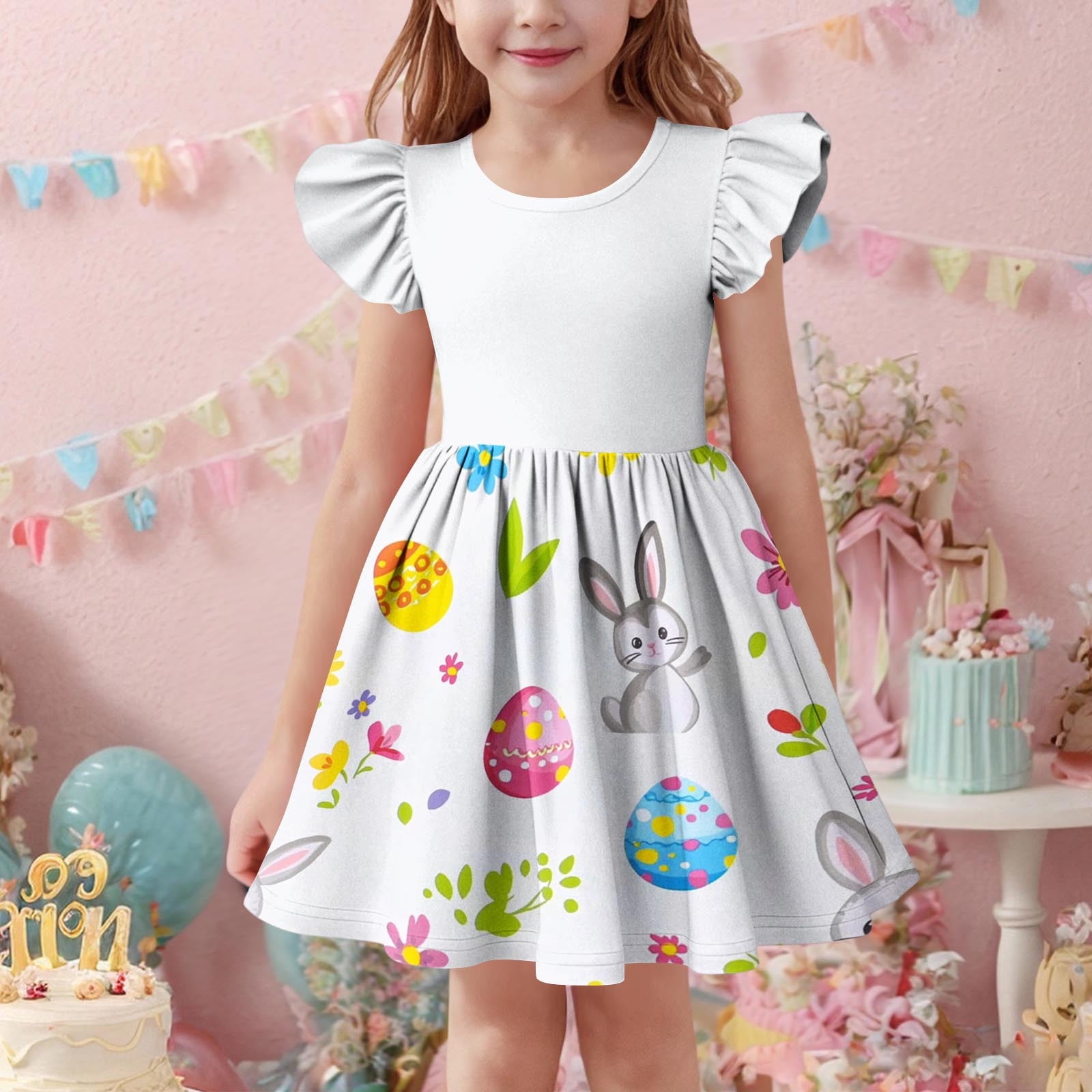 Delliss Girls Dress Basic Ruffle Sleeveless A Line Swing Skater Twirl ...